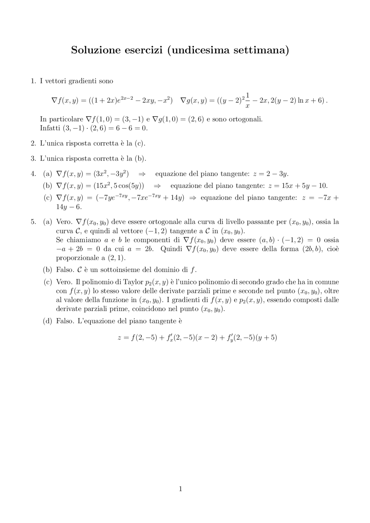 Soluzioni Esercizi Matematica Docsity