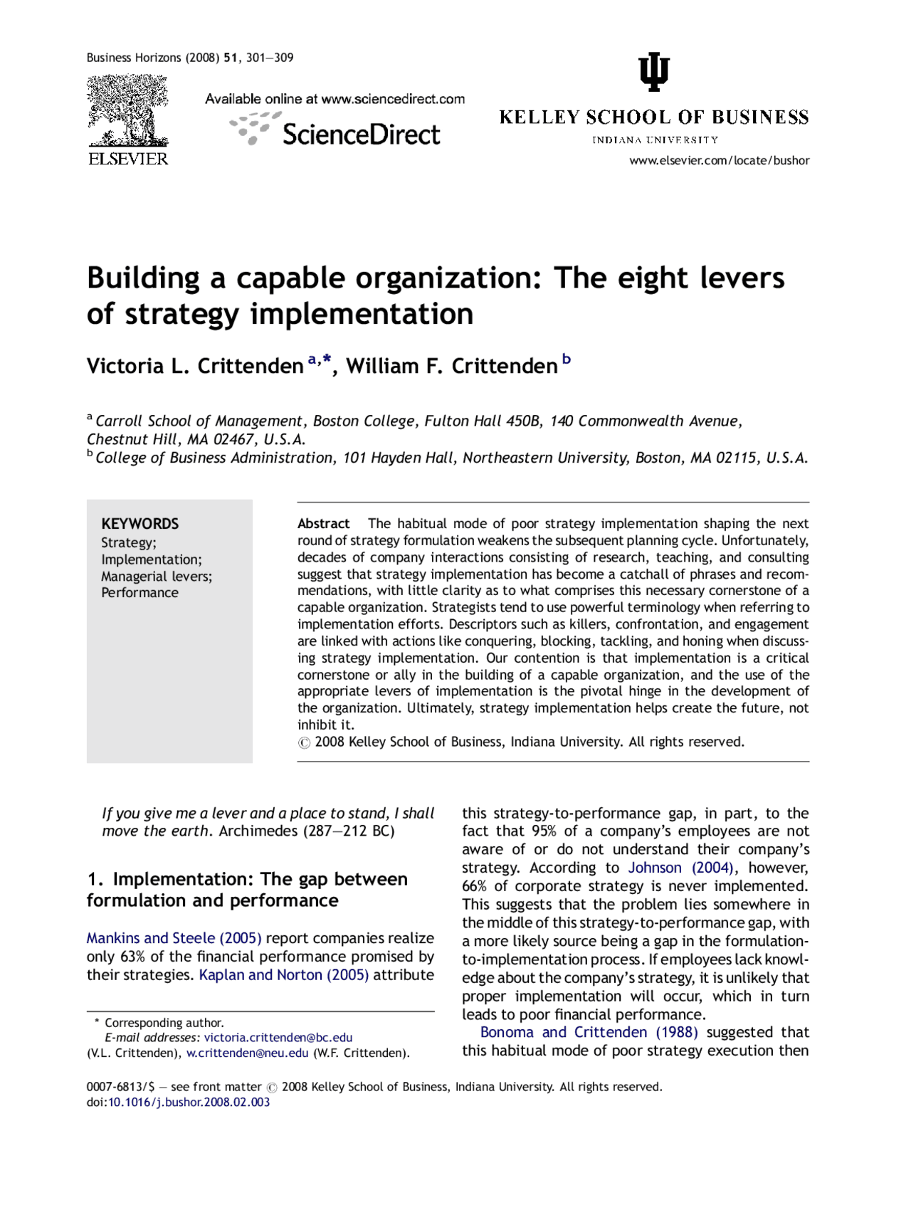 Building a capable orginization - Docsity