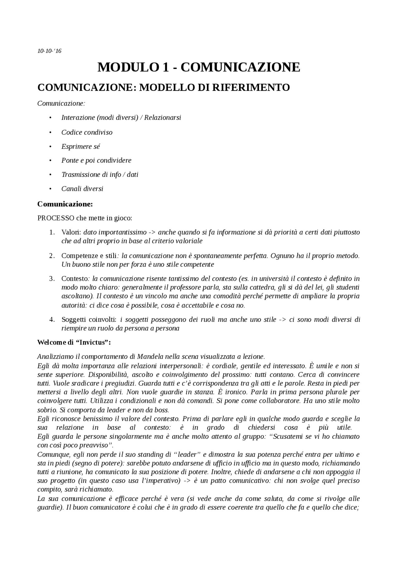 Appunti Tecniche Di Gestione Delle Relazioni Interpersonali Docsity