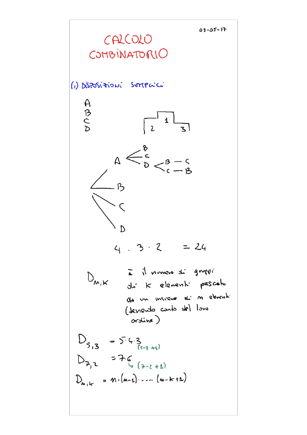 Calcolo combinatorio e probabilità - Docsity