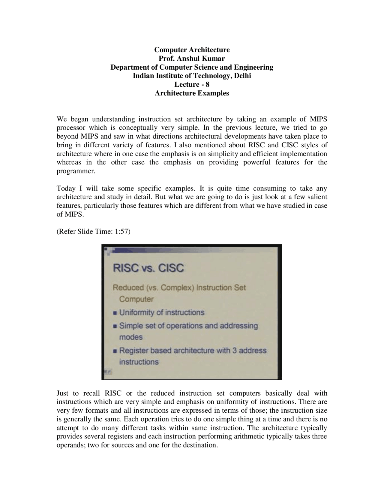 Example For Computer Architecture Docsity