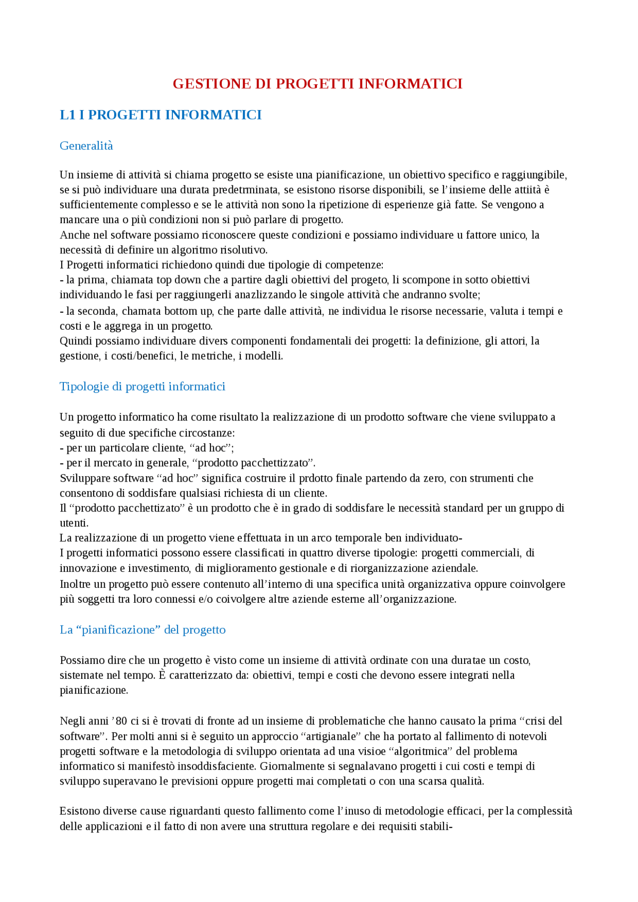 Gestione Di Progetti Informatici Docsity