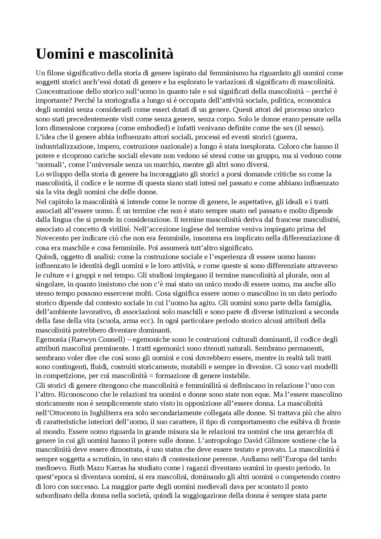 What is Gender History? Sonya O. Rose - Docsity