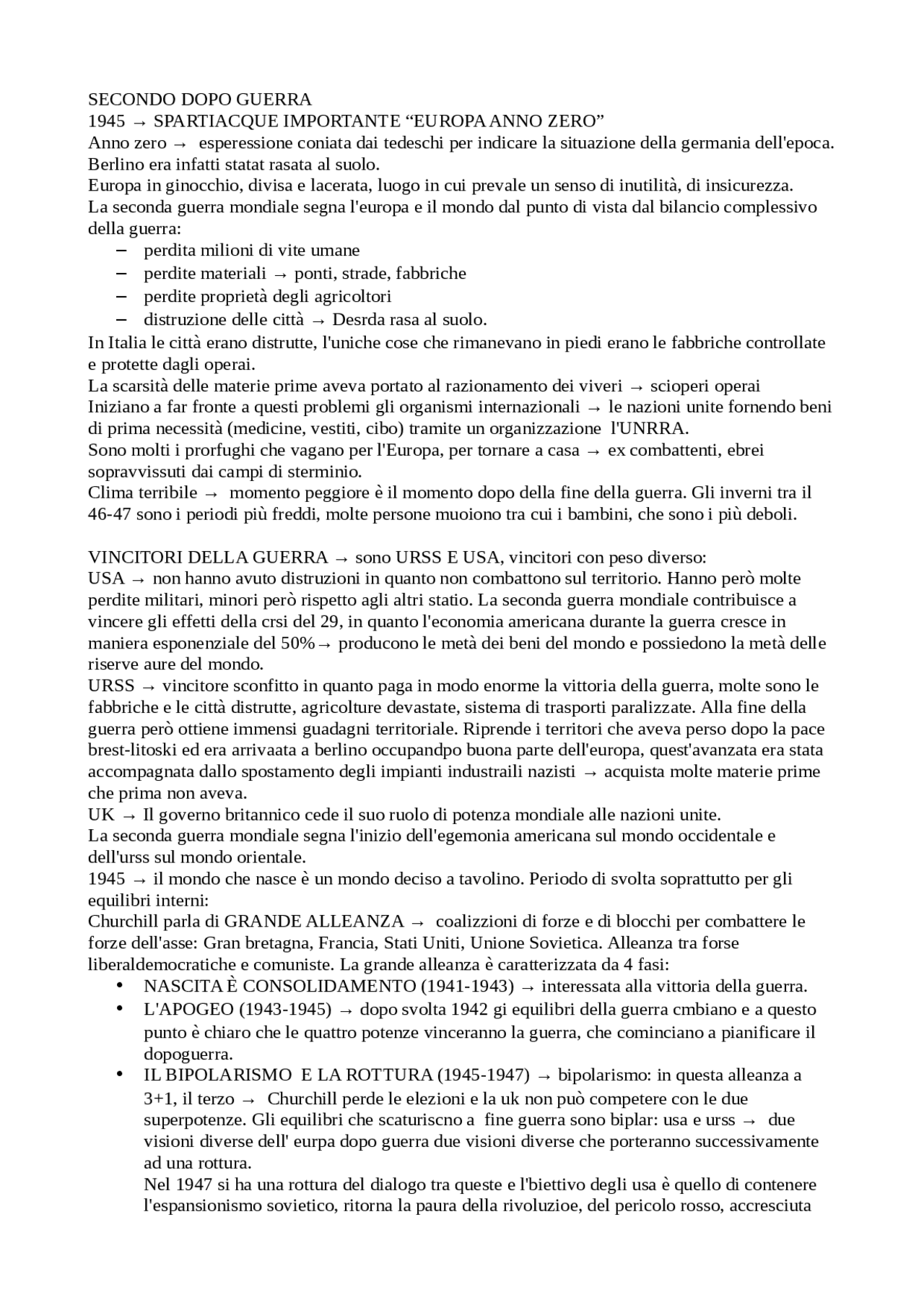Il Secondo Dopoguerra Docsity