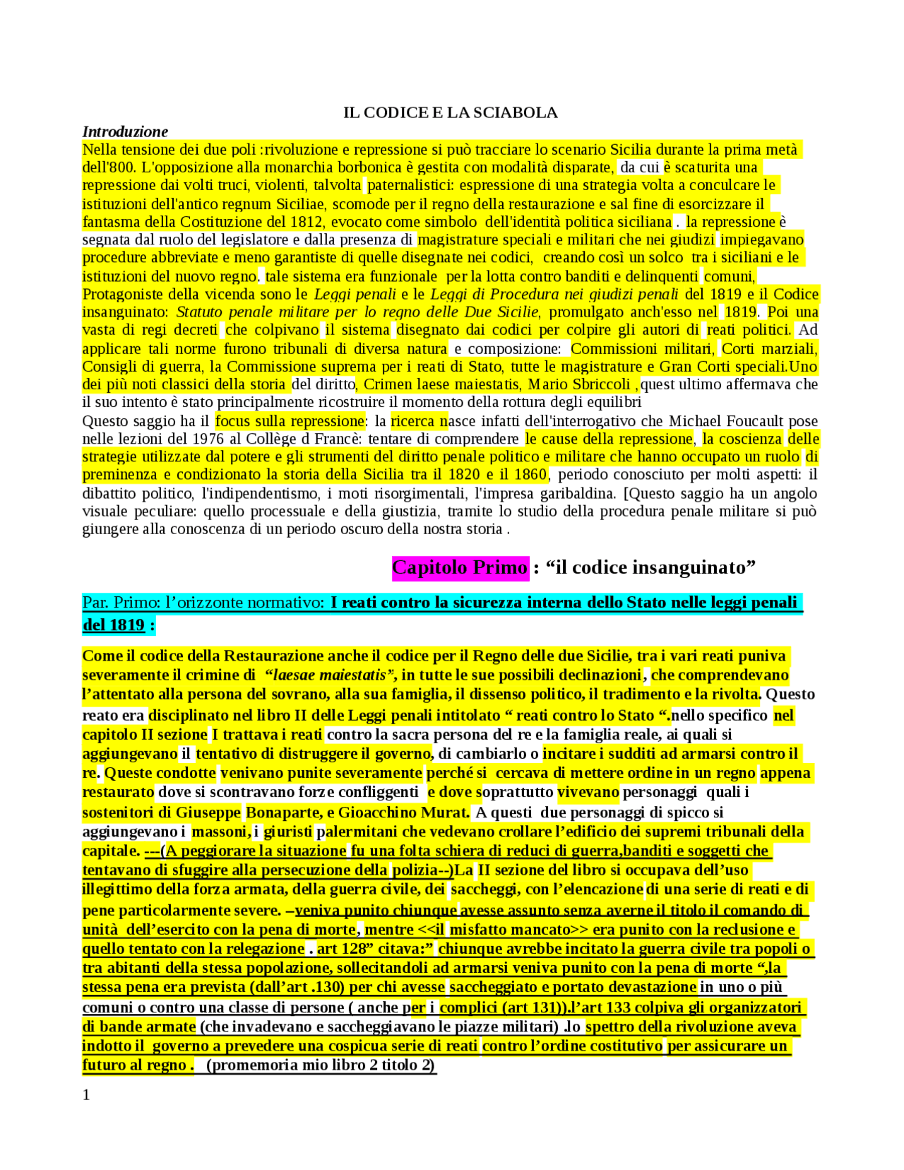 Riassunto De Il Codice E La Sciabola Del Prof Pace Docsity