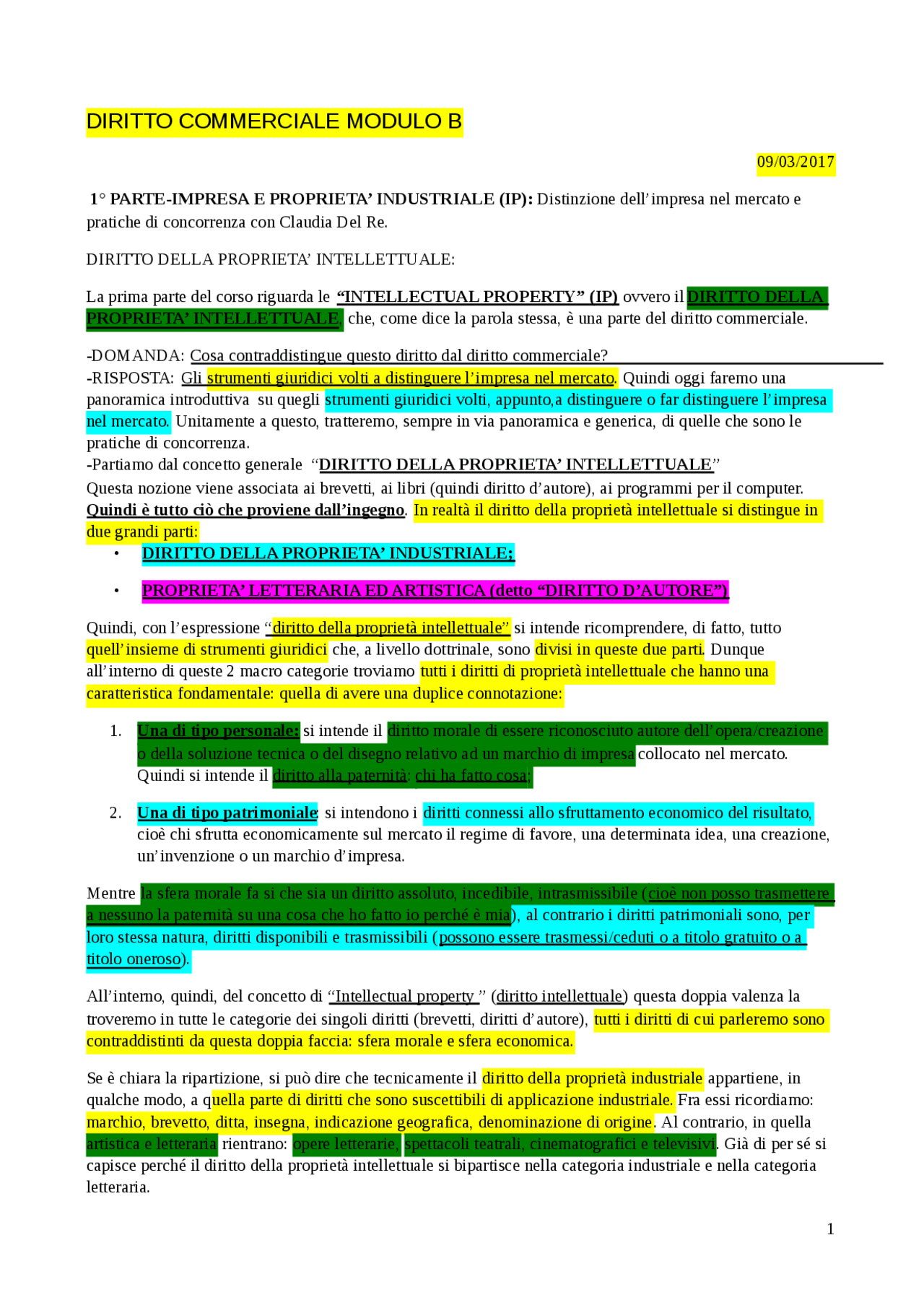 Diritto Commerciale Modulo B Docsity
