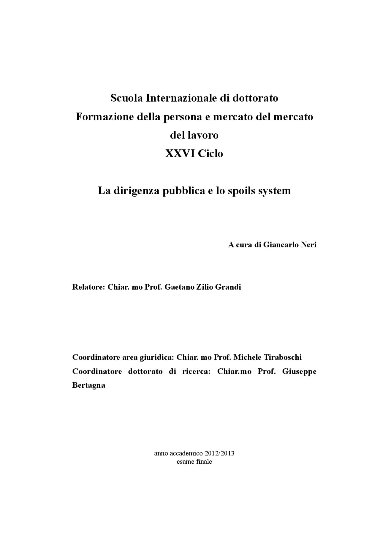 La Dirigenza Pubblica E Lo Spoils System Docsity
