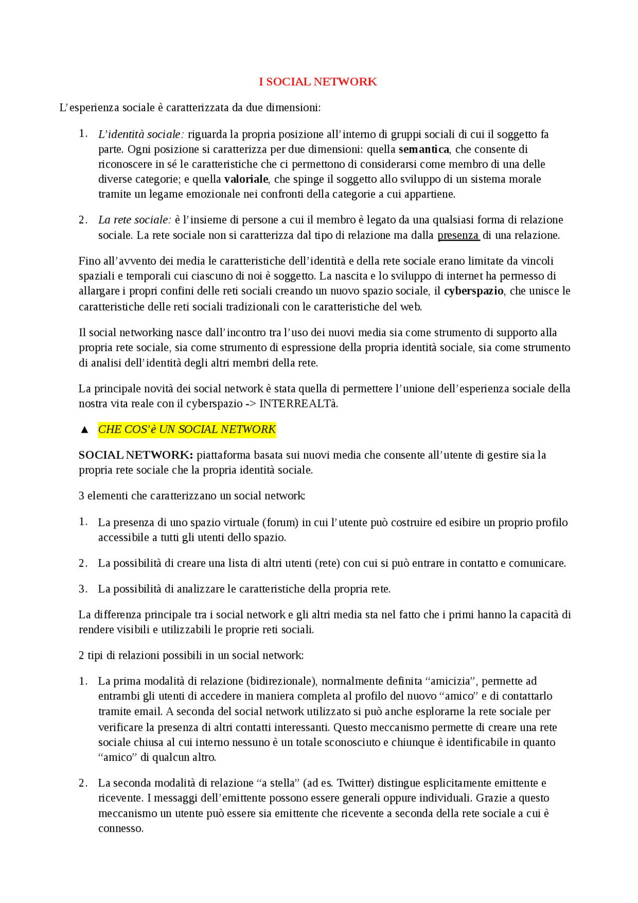I Social Network Giuseppe Riva Docsity