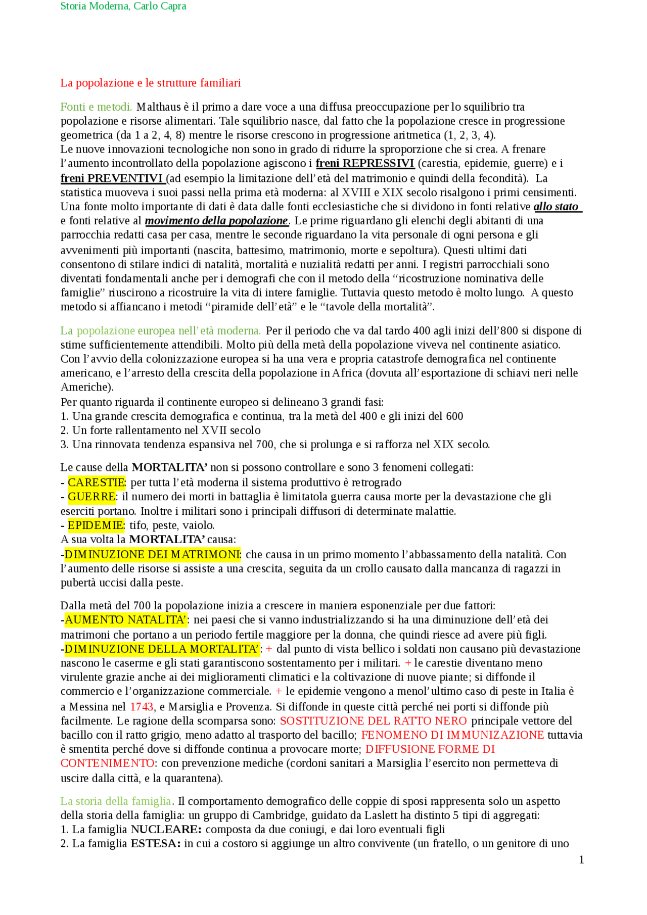 Storia Moderna, Carlo Capra - Docsity