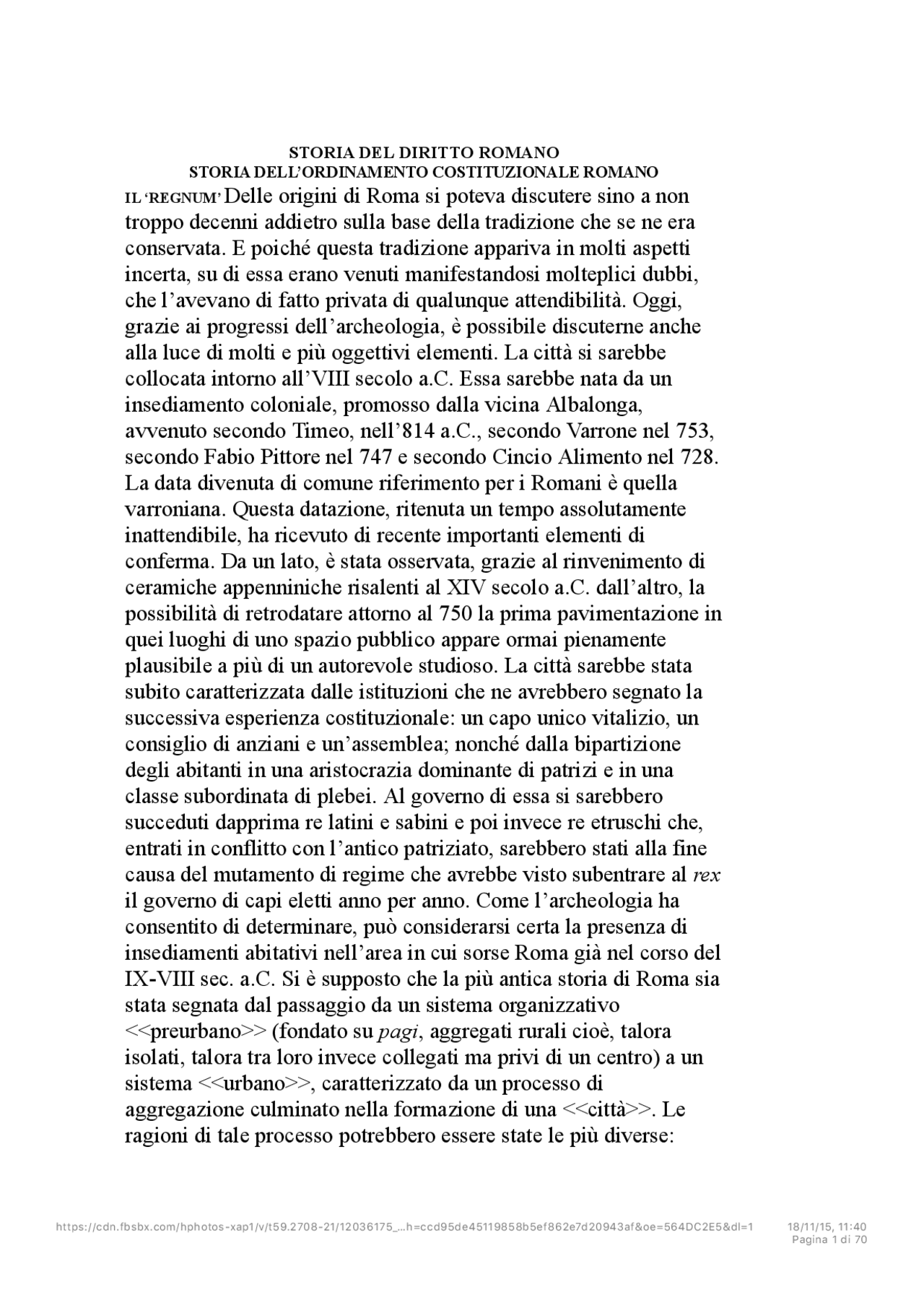 Roma E Il Diritto Diritto Romano Docsity