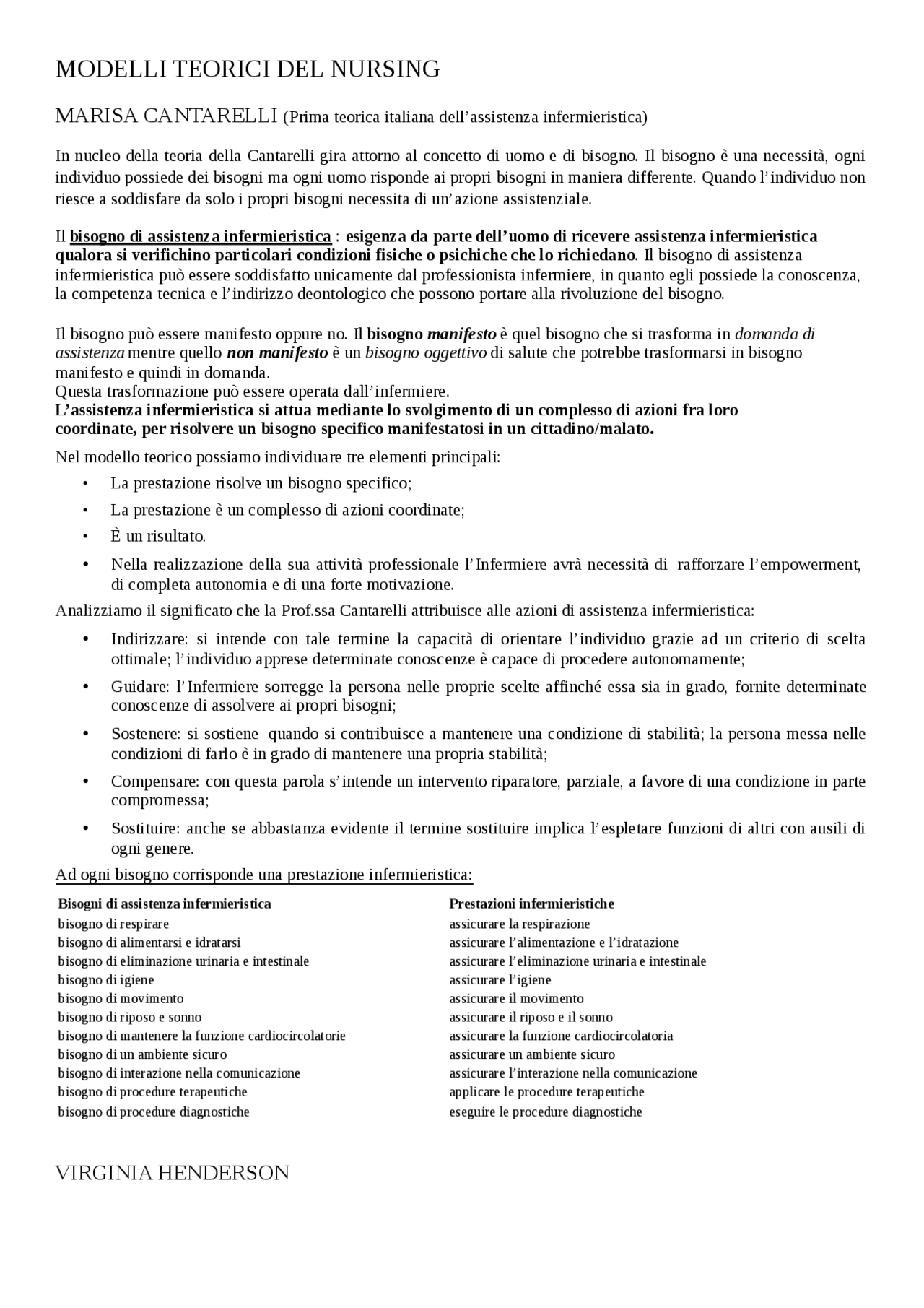 Modelli Teorici Del Nursing Docsity