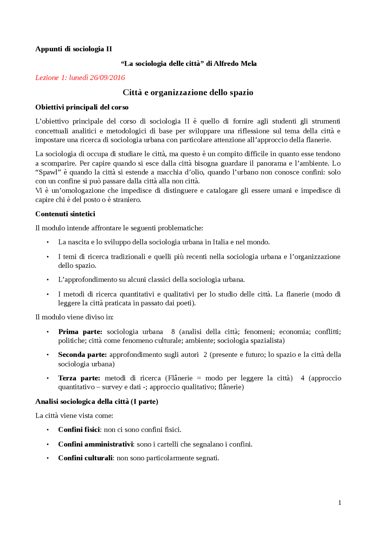 Appunti Sociologia Delle Città Docsity