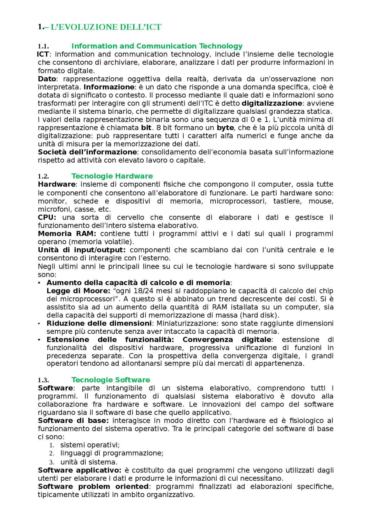 Dispense di Informatica, primo parziale - Docsity