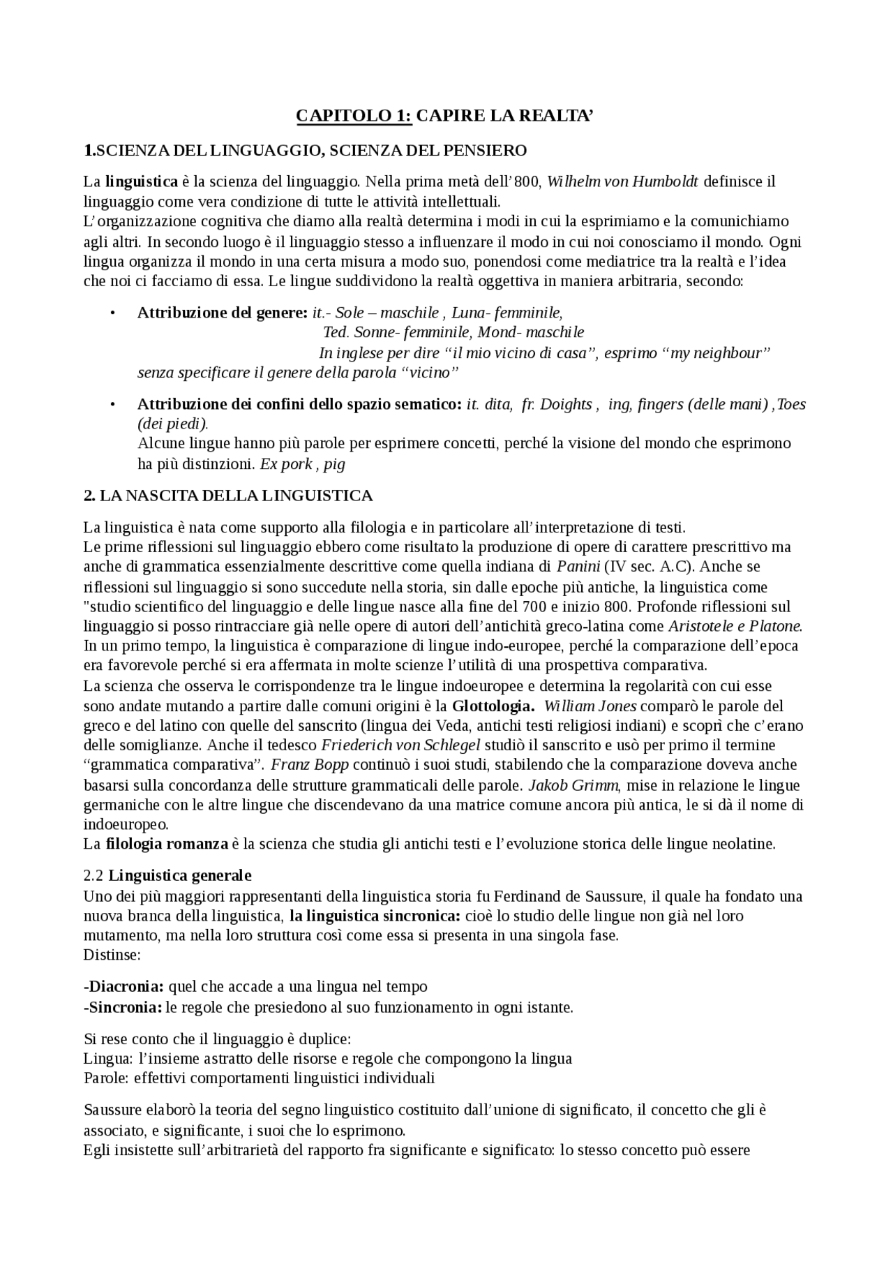 Linguistica Riassunti Del Libro Docsity
