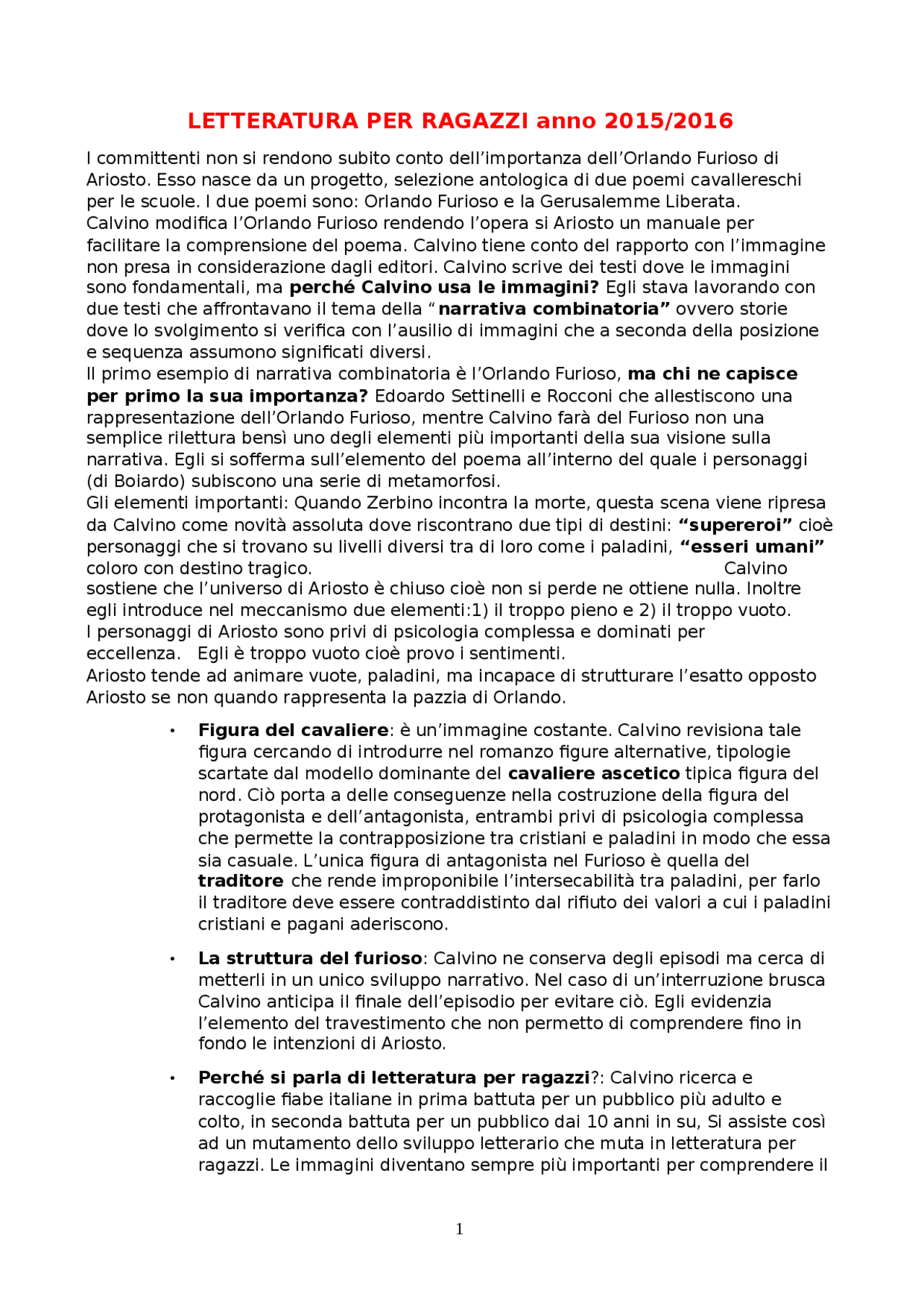 Letteratura X Ragazzi Appunti Docsity