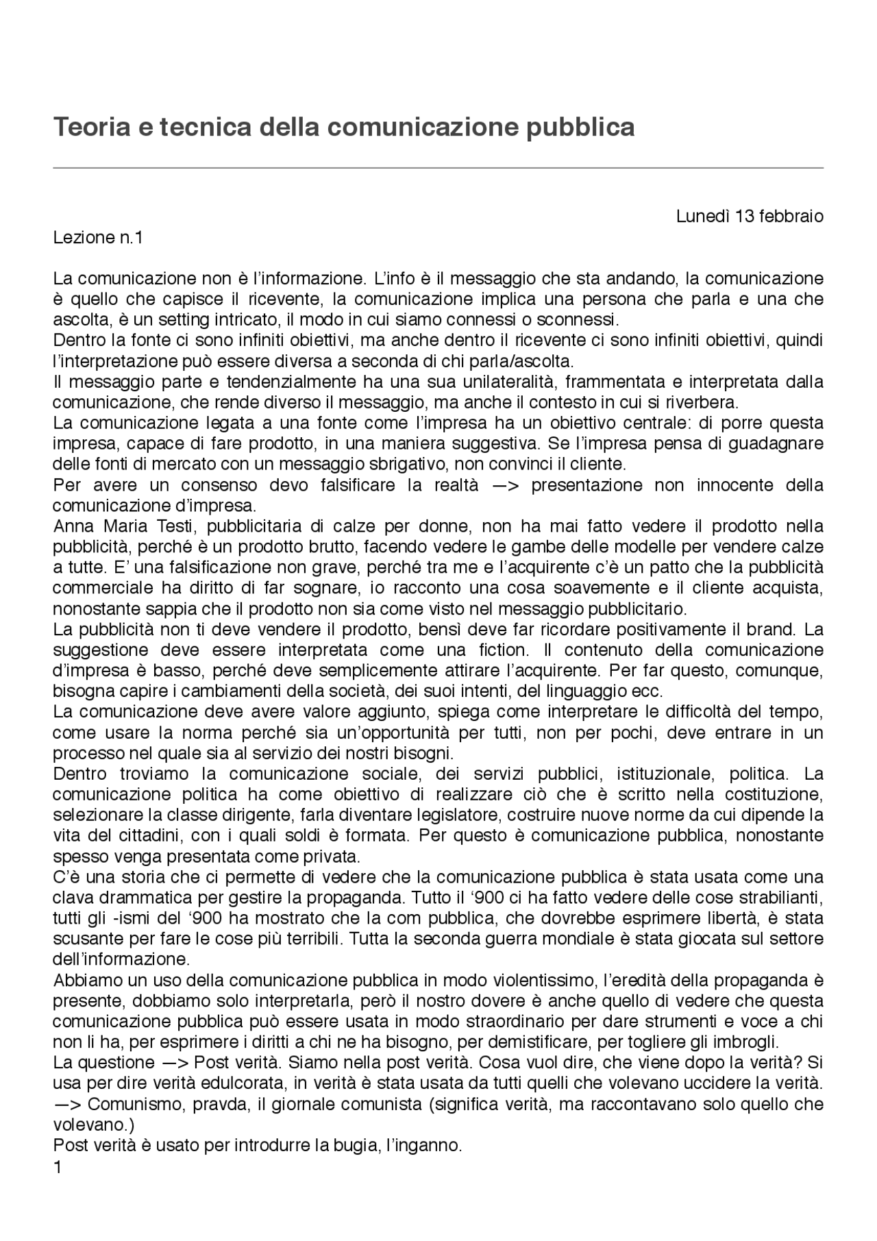 Teoria E Tecnica Della Comunicazione Pubblica Appunti Docsity