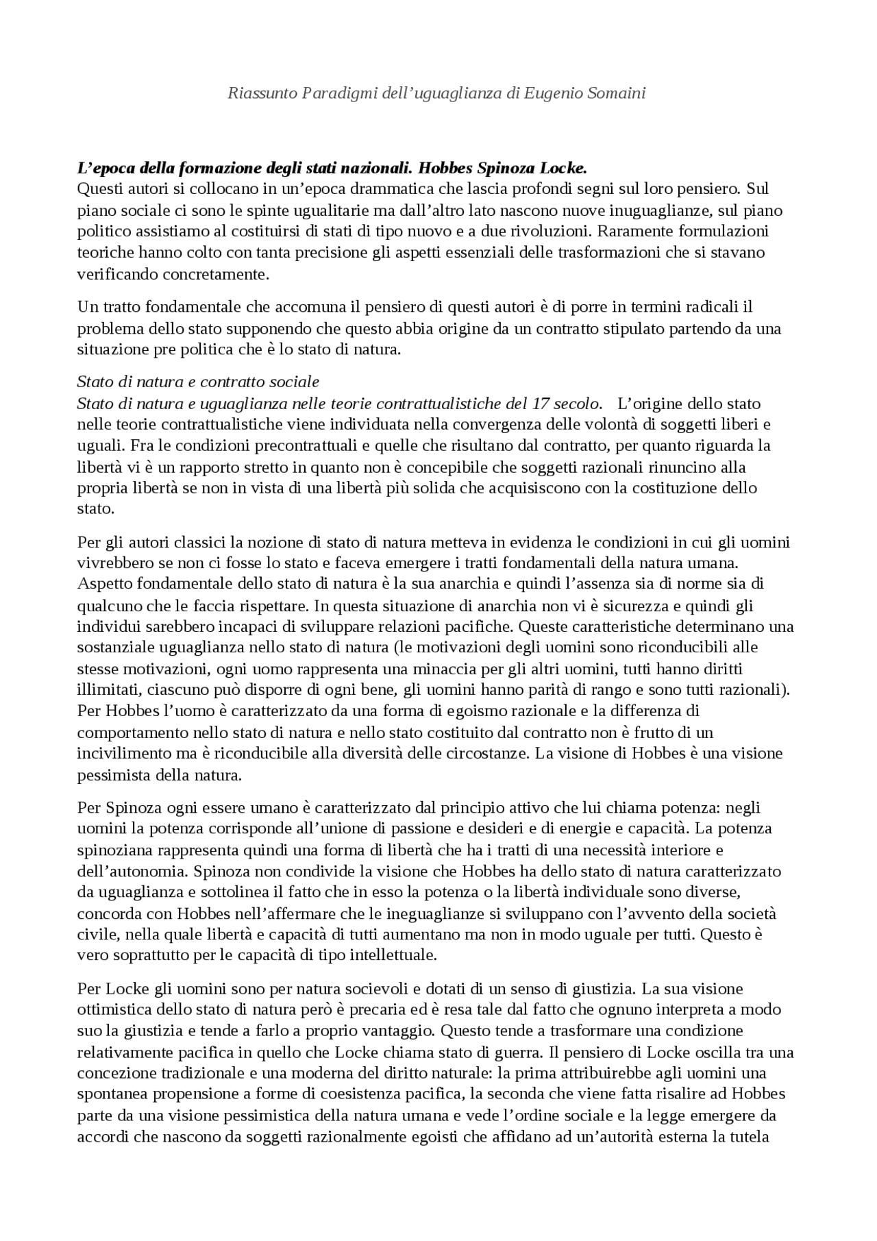 Riassunto Paradigmi Delluguaglianza Di Somaini Docsity