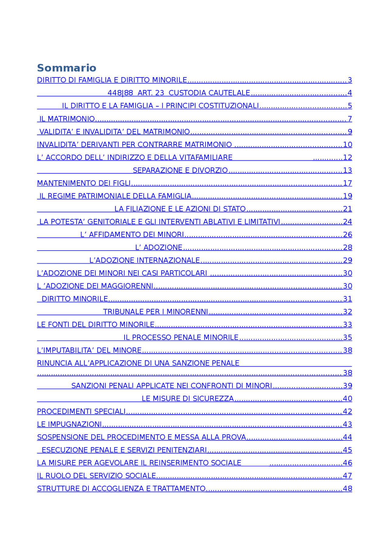 Diritto Minorile E Diritto Di Famiglia Docsity