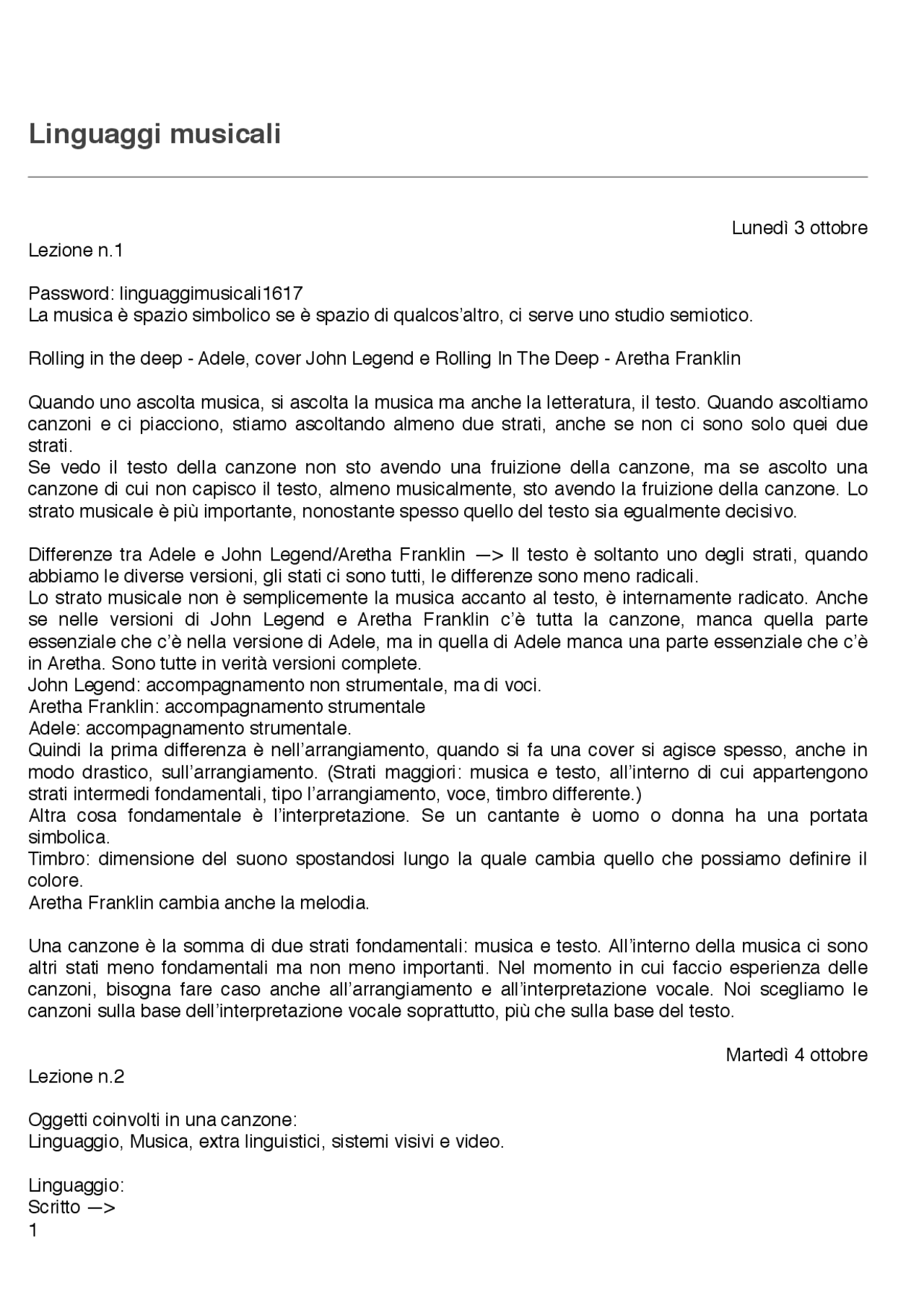 Linguaggi Musicali Appunti Docsity