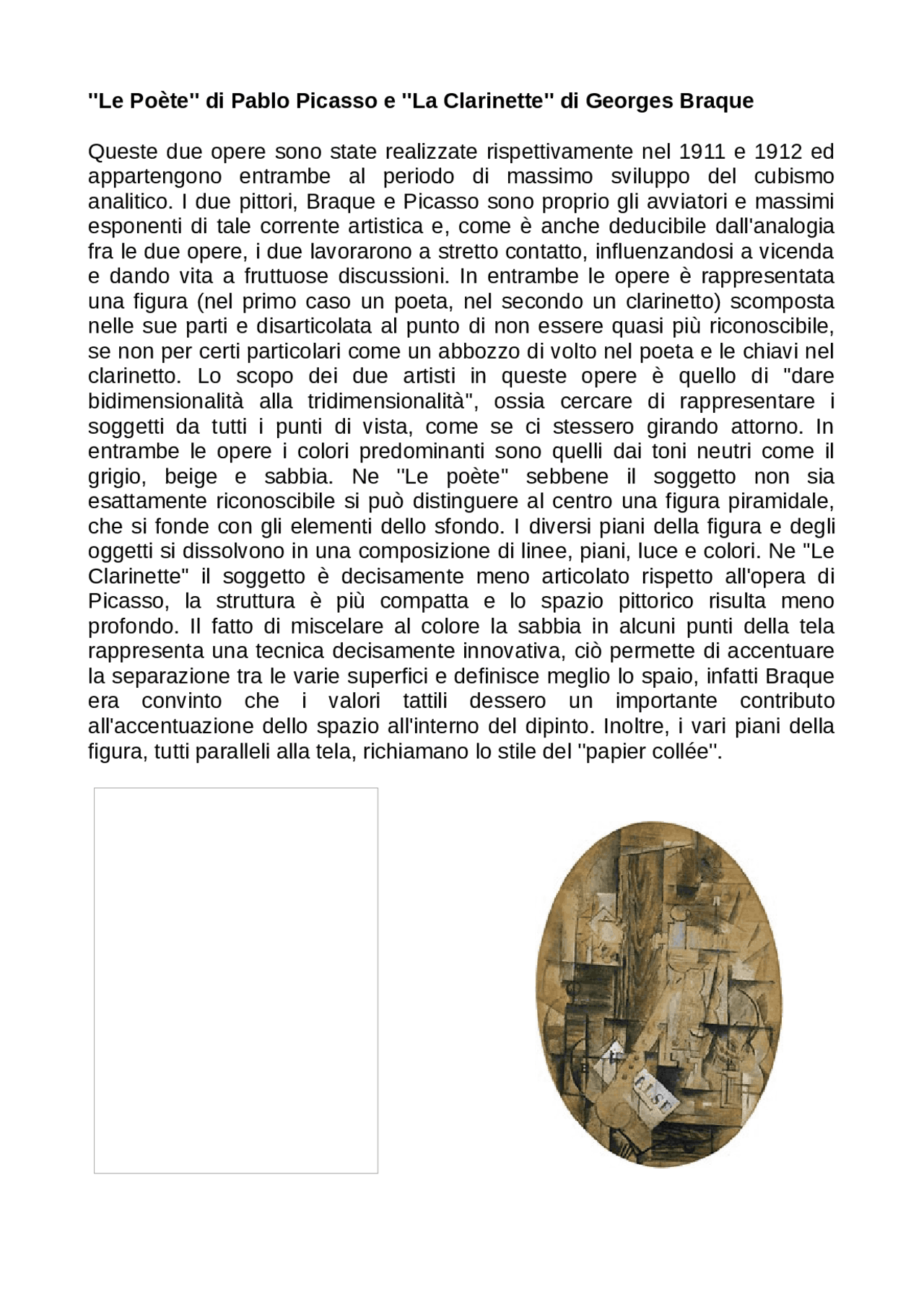 Picasso E Braques A Confronto Docsity
