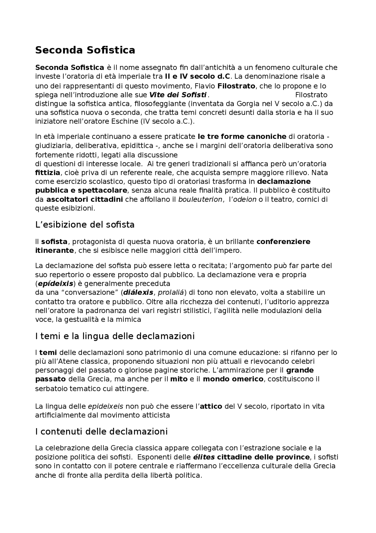 Appunti Seconda Sofistica e Luciano - Docsity