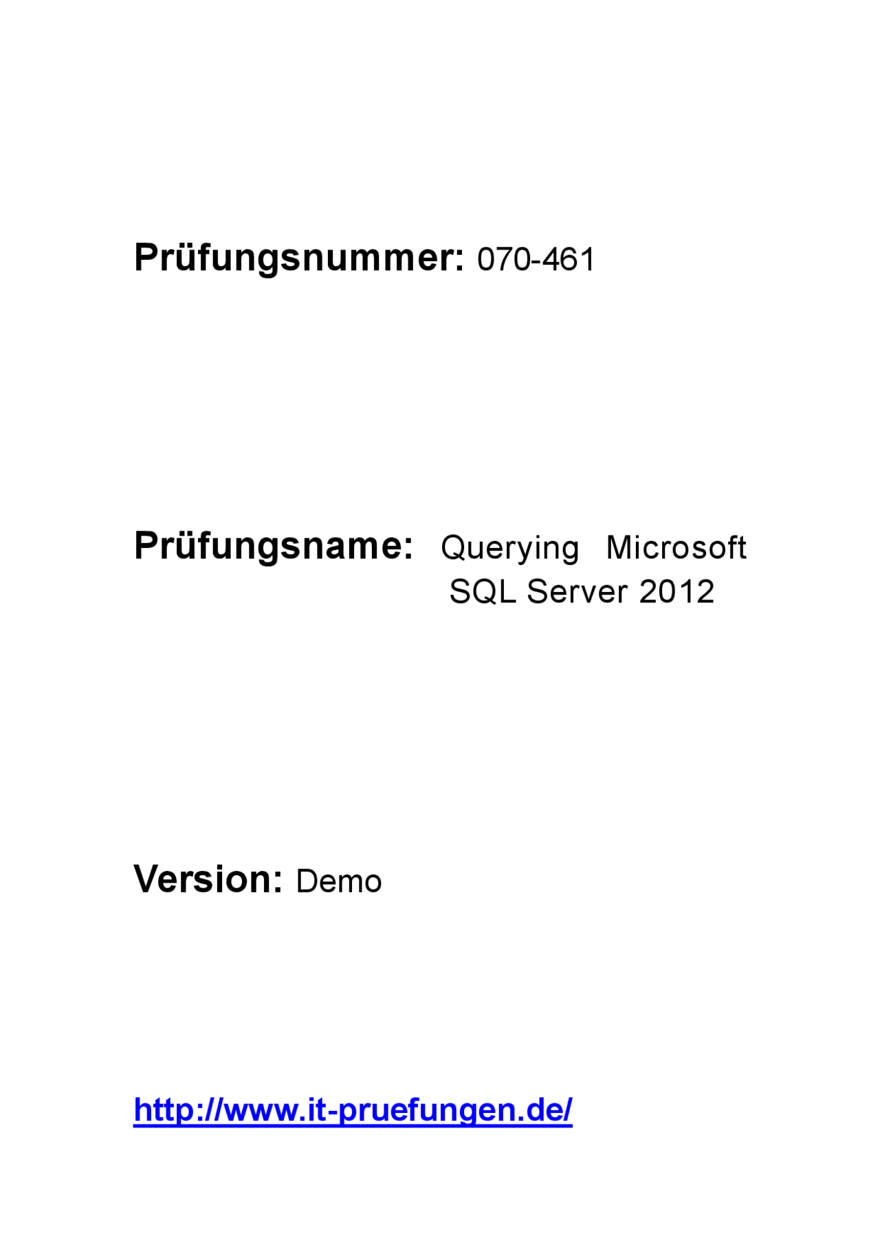 SQL Server 2012 70-461 prüfungsfragen deutsch - Docsity
