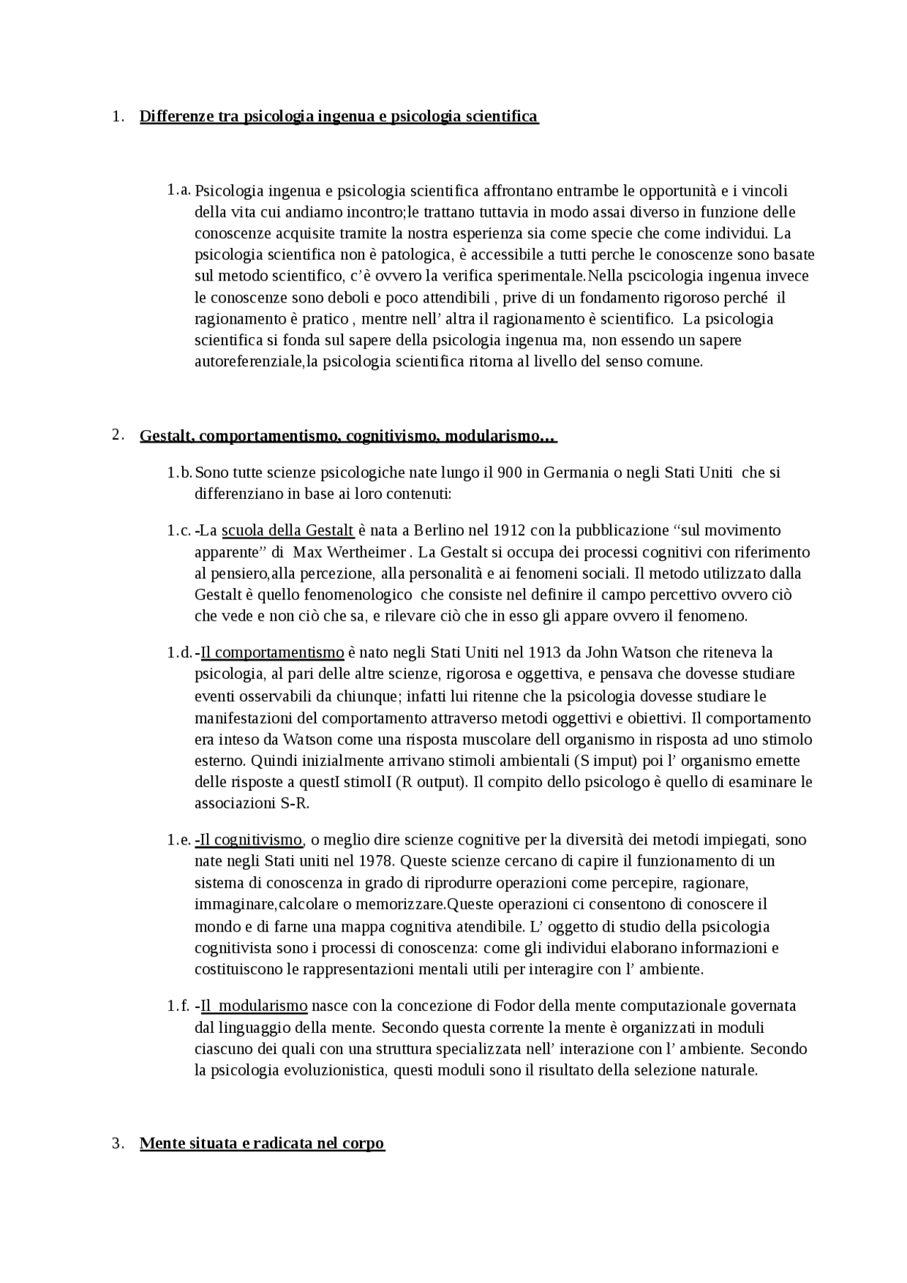 Possibili Domande Di Psicologia Generale Docsity