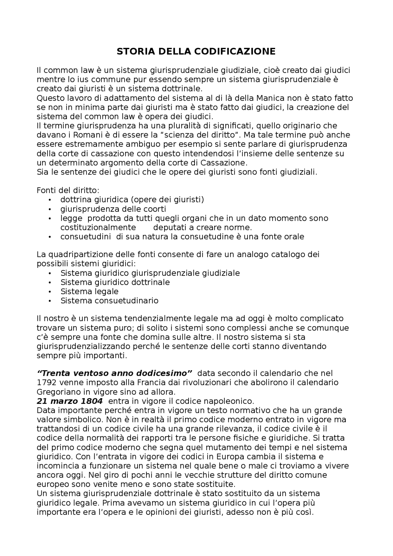 Appunti Storia Della Codificazione Civile Docsity