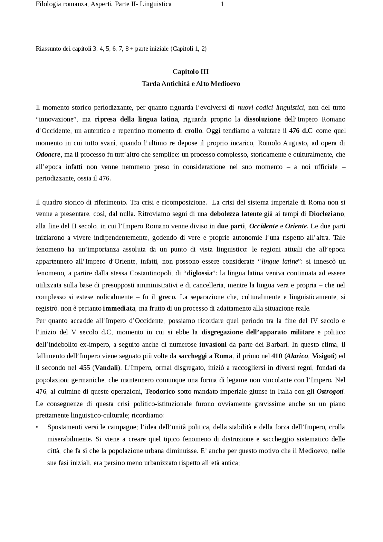 Stefano Asperti Origini Romanze Linguistica Romanza Docsity
