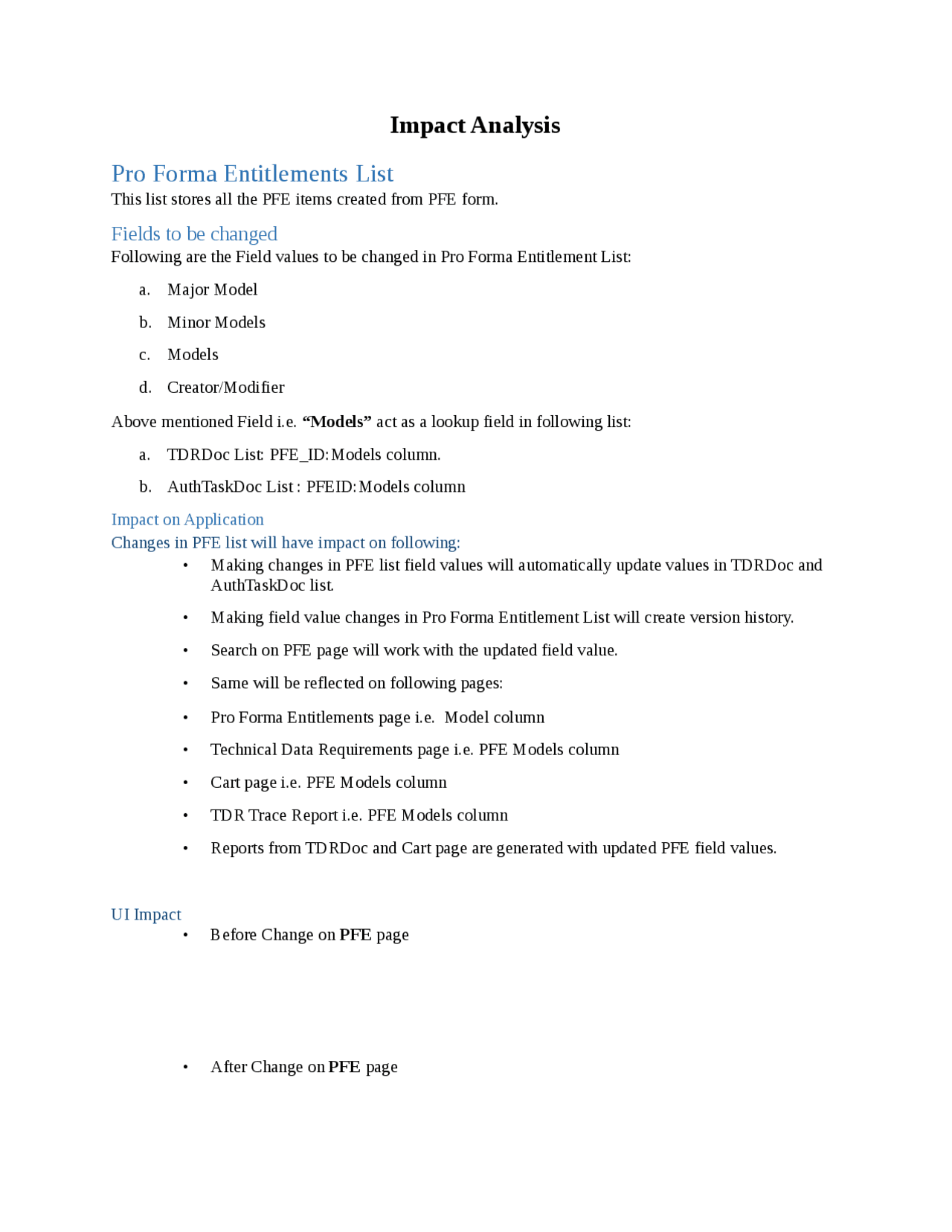 Impact Analysis PFE Major Model update - Docsity