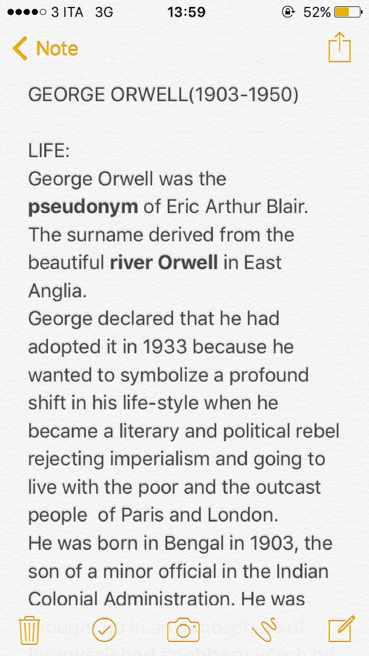 George orwell life and works - Docsity