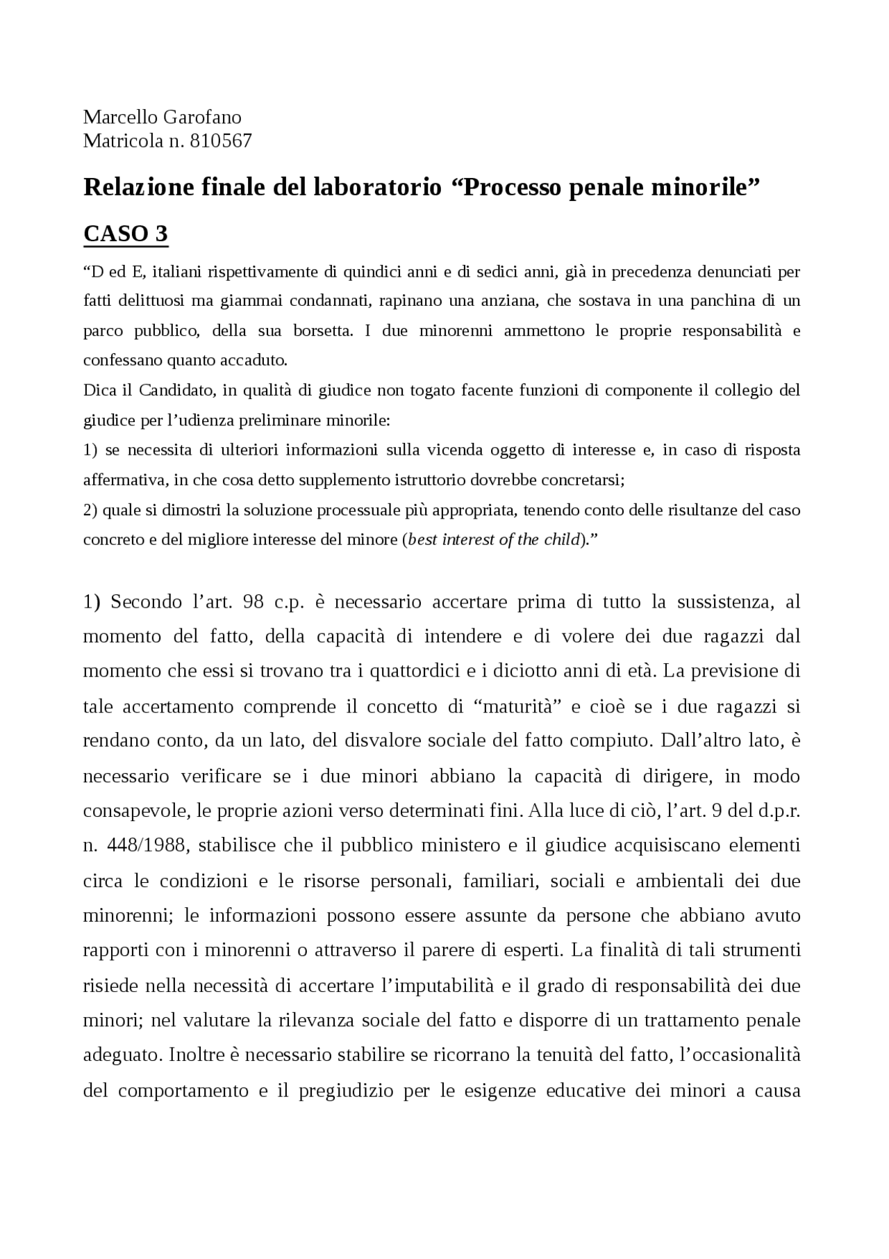 Processo Penale Minorile Docsity