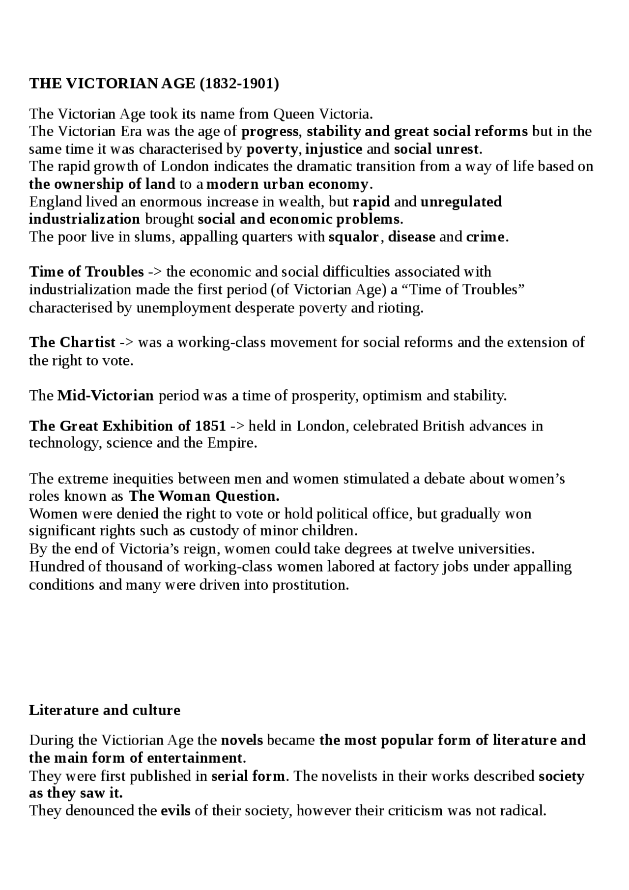 The Victorian Age Appunti Docsity