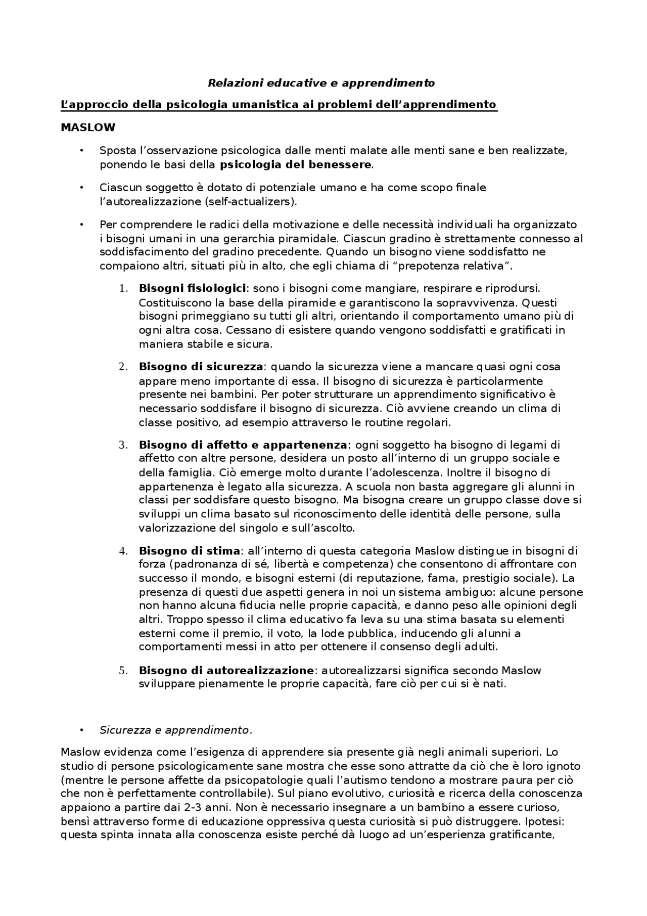 Relazioni Educative E Apprendimento Di Michele Capurso Docsity