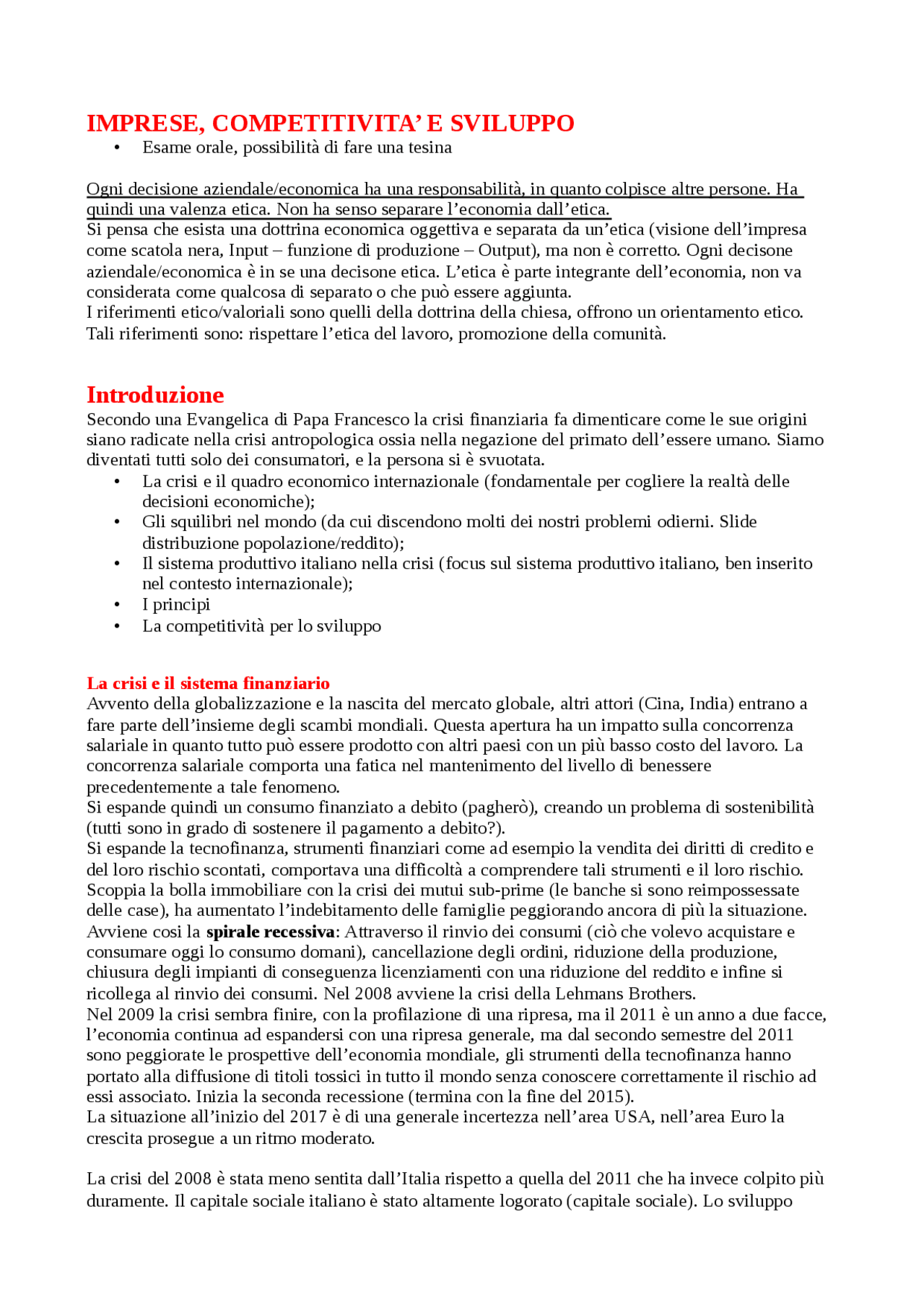Riassunto Del Libro Le Piccole Imprese Docsity