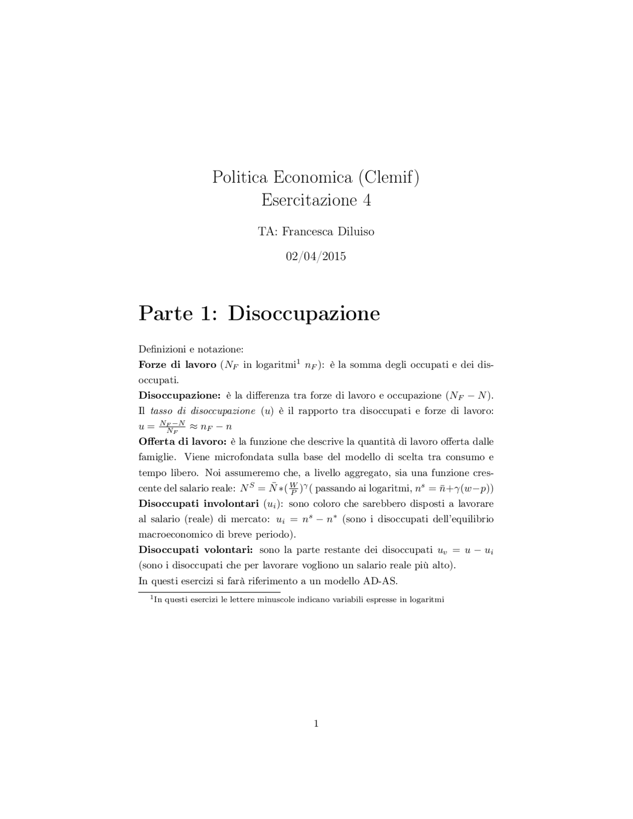 Esercitazioni Di Macroeconomia Docsity