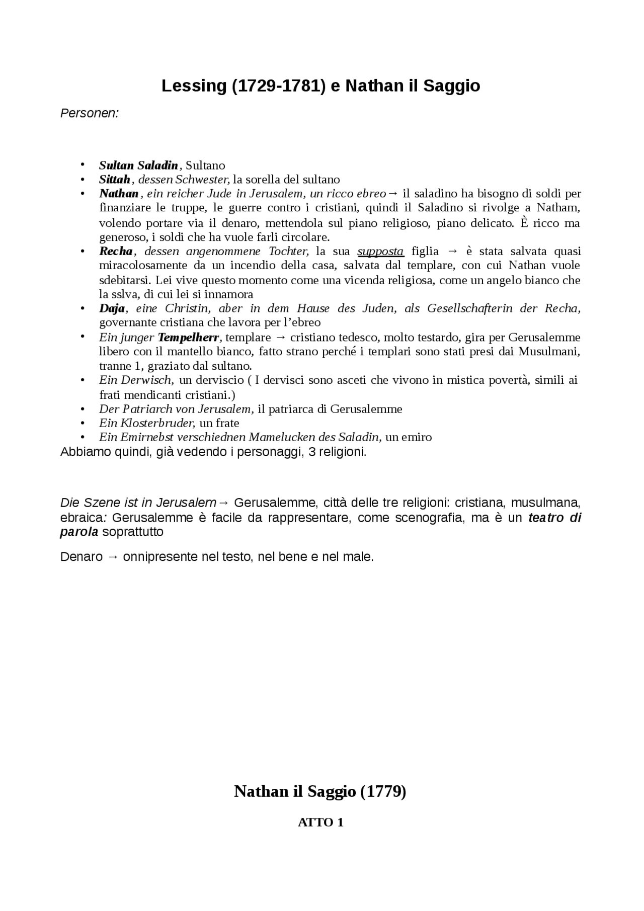 Nathan Il Saggio Lessing Docsity