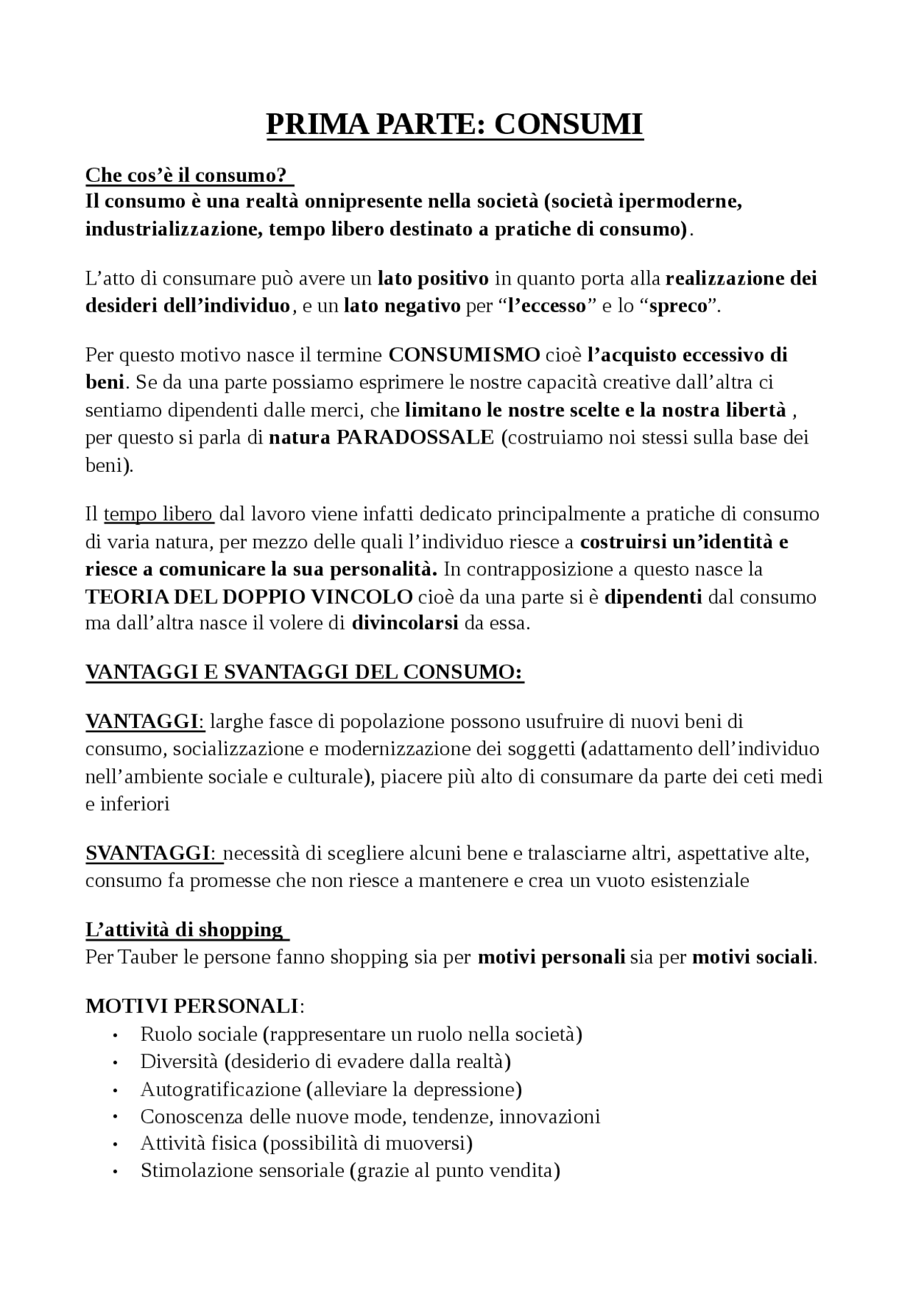Manuale Di Sociologia Dei Consumi Iulm Riassunto Docsity