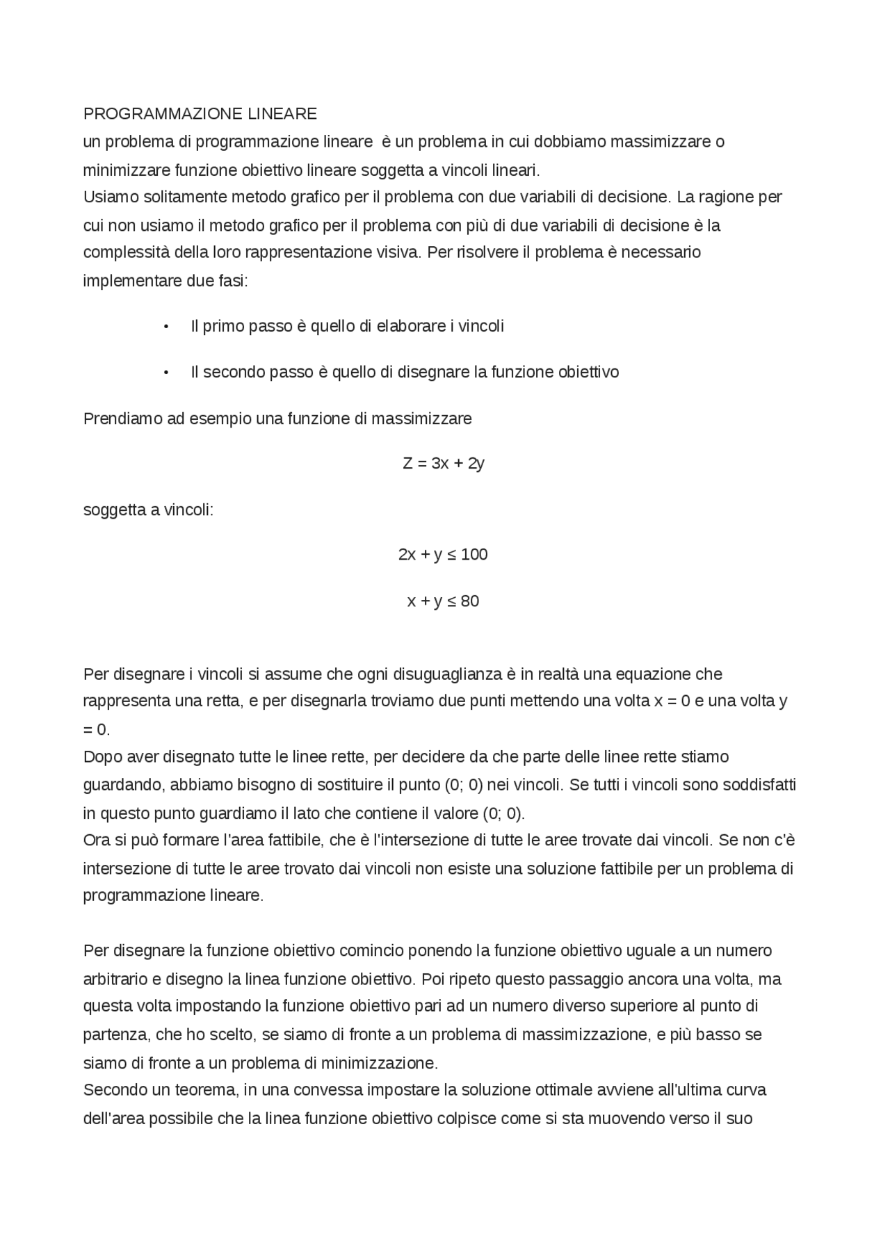 La Programmazione Lineare Docsity