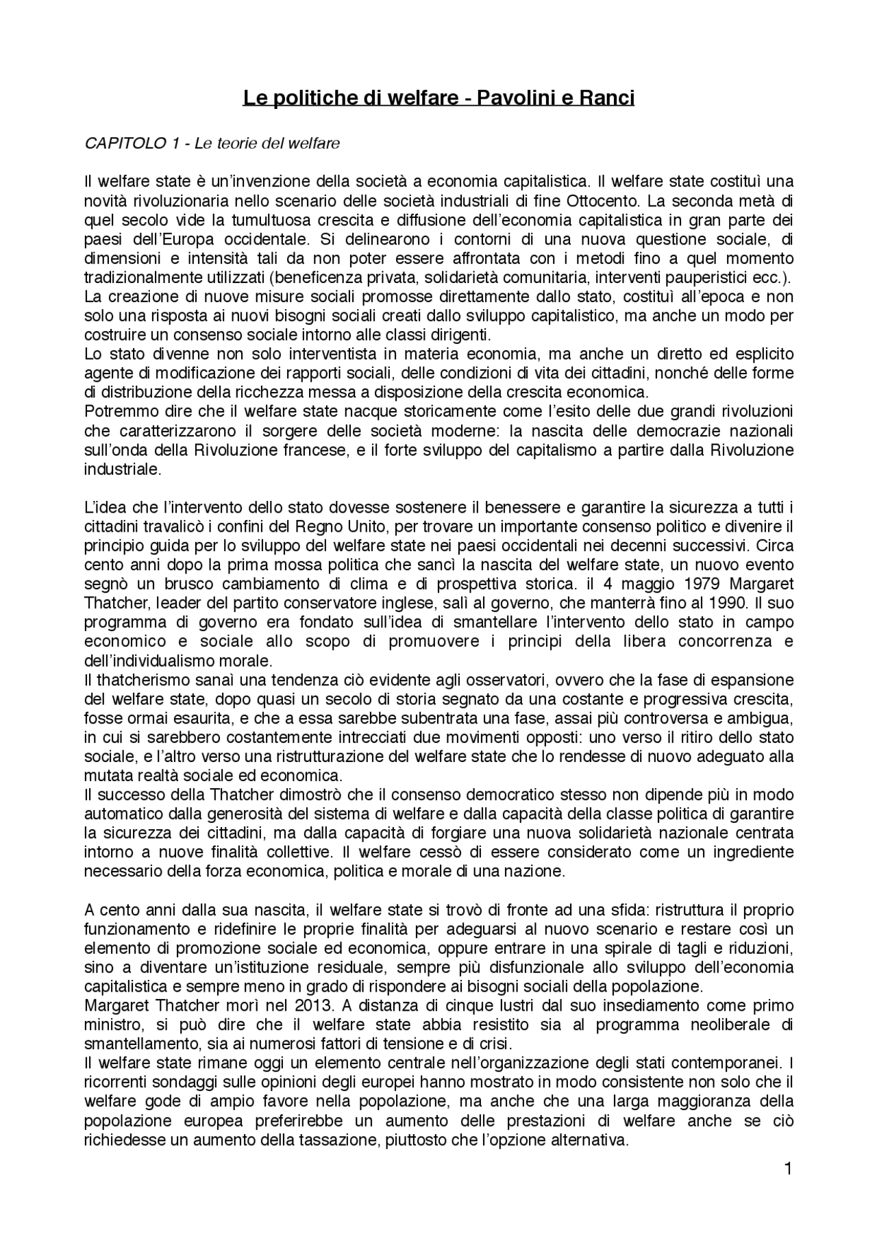 Le Politiche Di Welfare Docsity