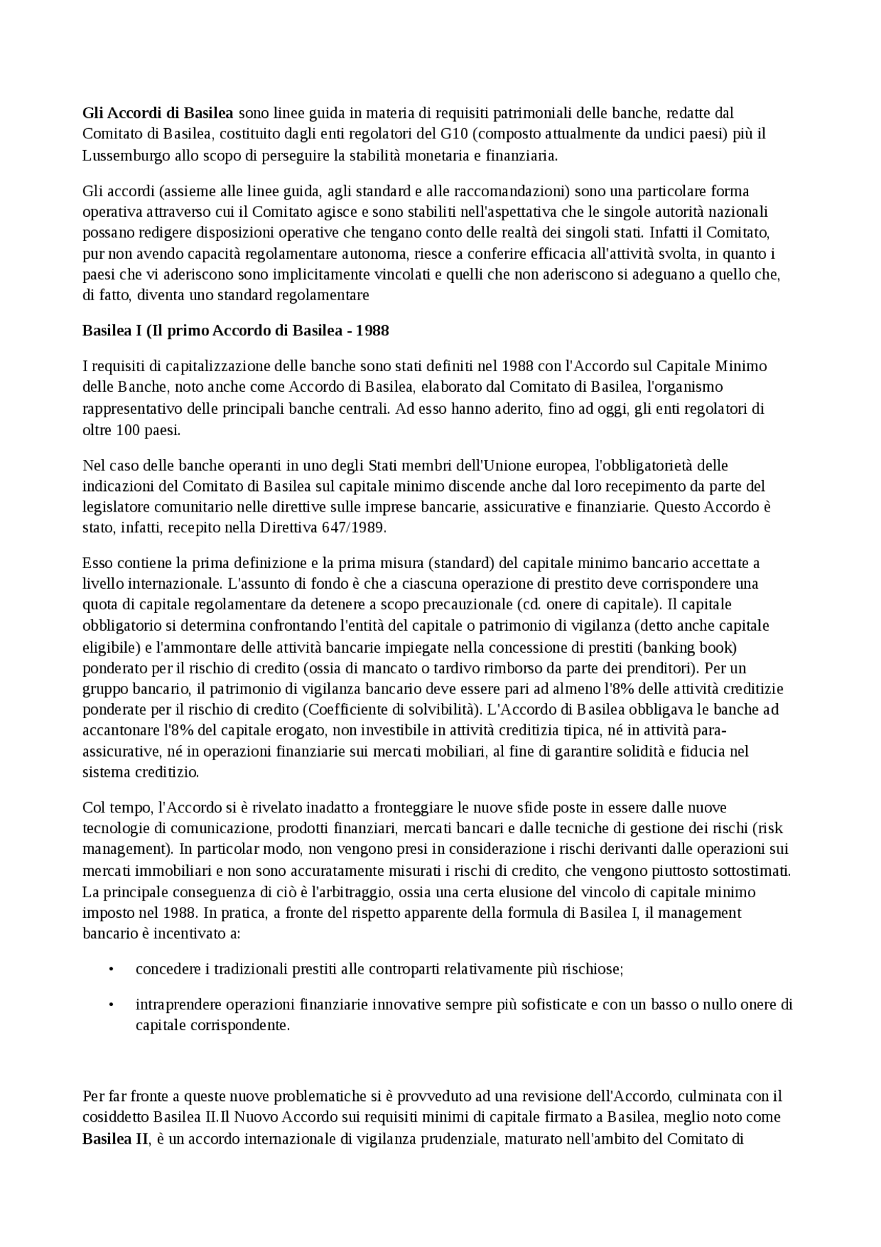 Gli Accordi Di Basilea Docsity
