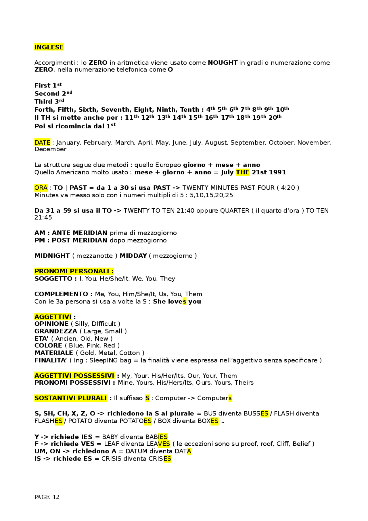 Inglese Di Base Verbi E Vocaboli Per Principianti Docsity