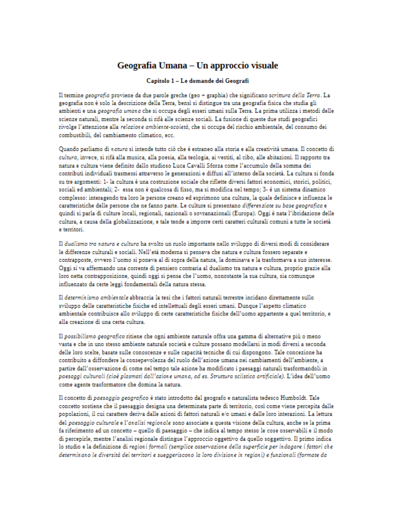 Geografia Umana Un Approccio Visuale Docsity