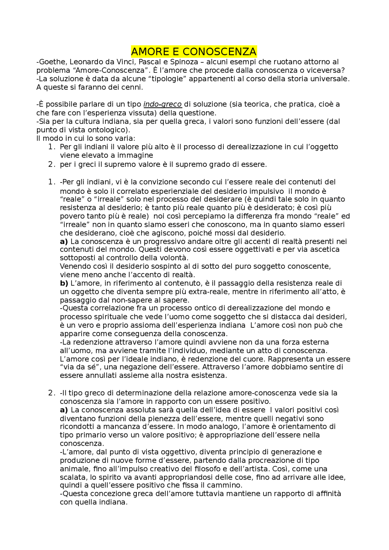 Amore e Conoscenza - Max Scheler - Docsity