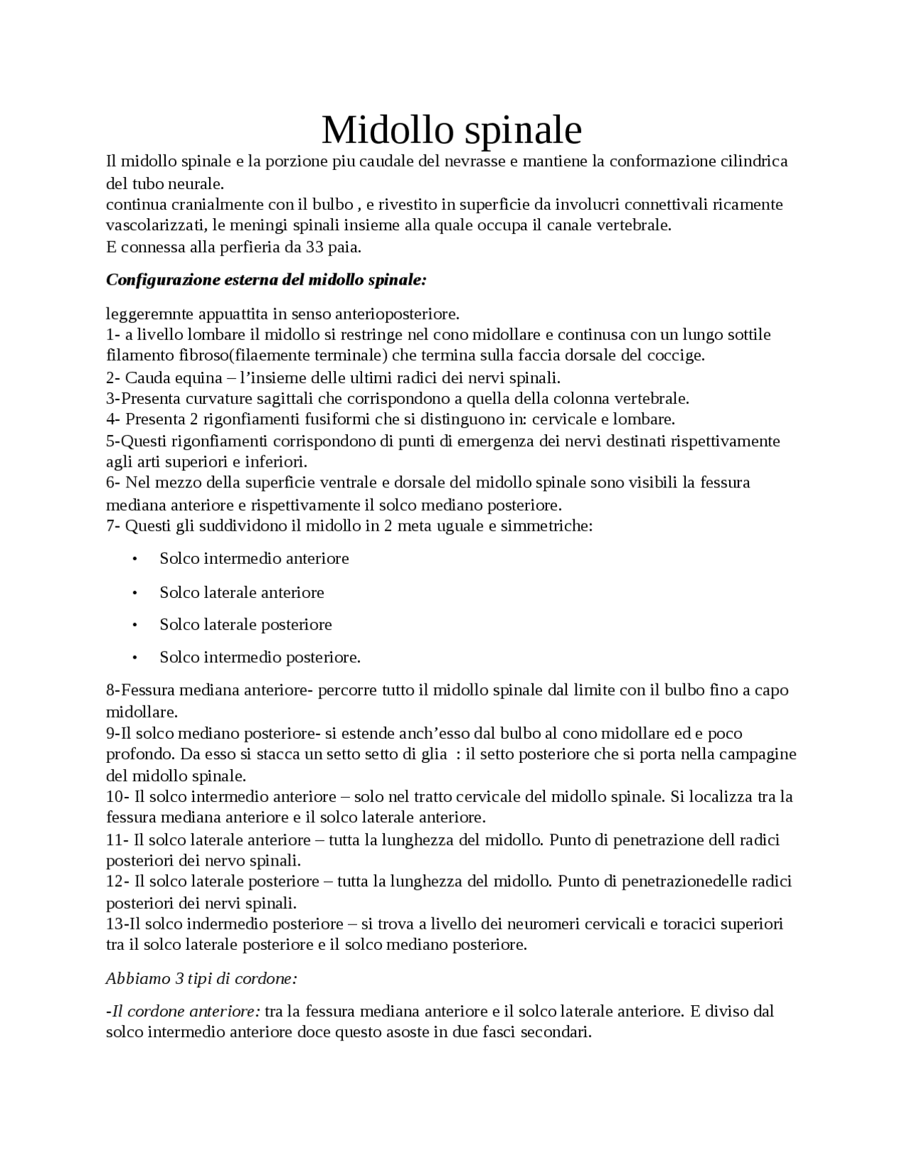 Appunti Anatomia 2 Riassunto Libro Cattaneoneuroanatomia Docsity