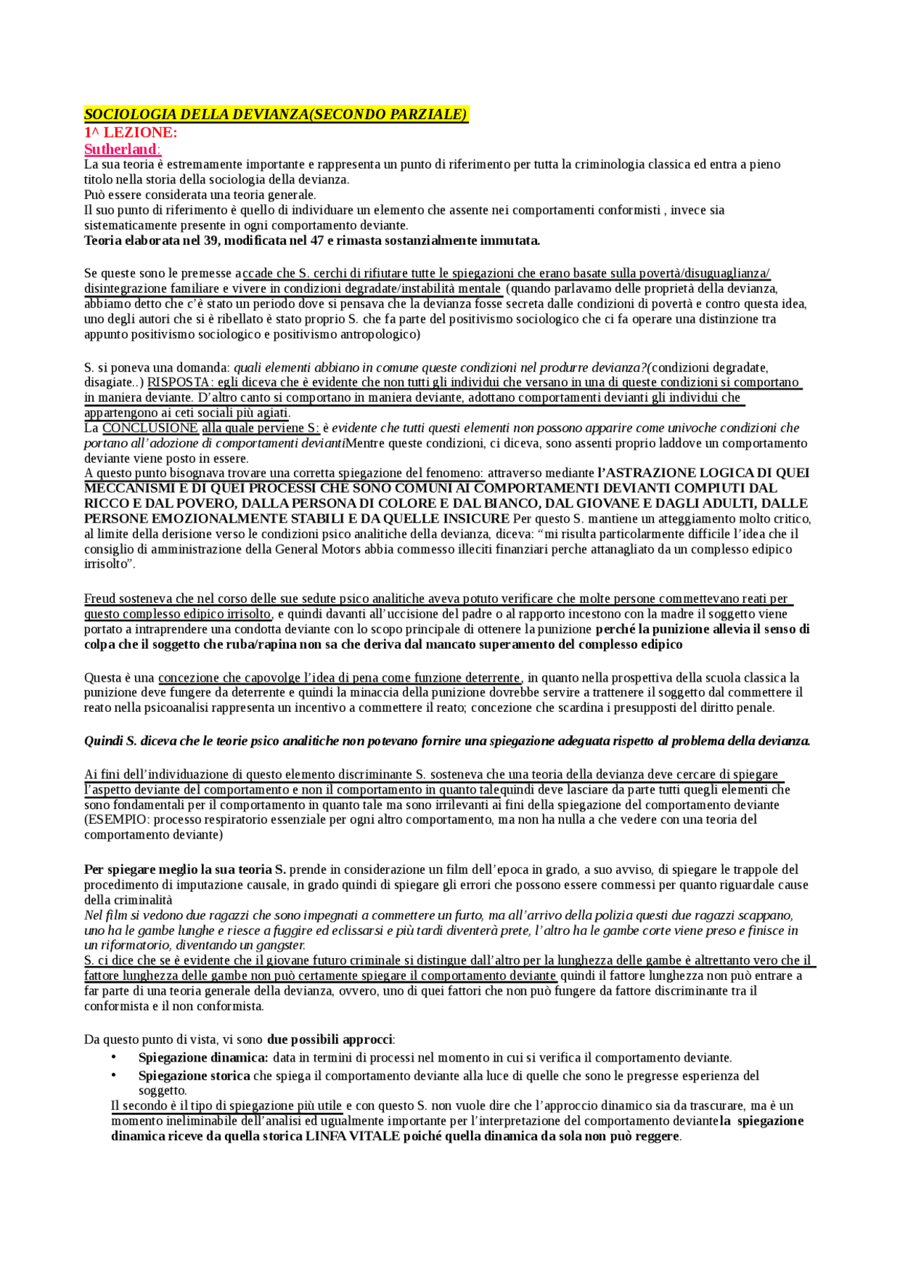 Appunti Lezione Sociologia Della Devianza Docsity