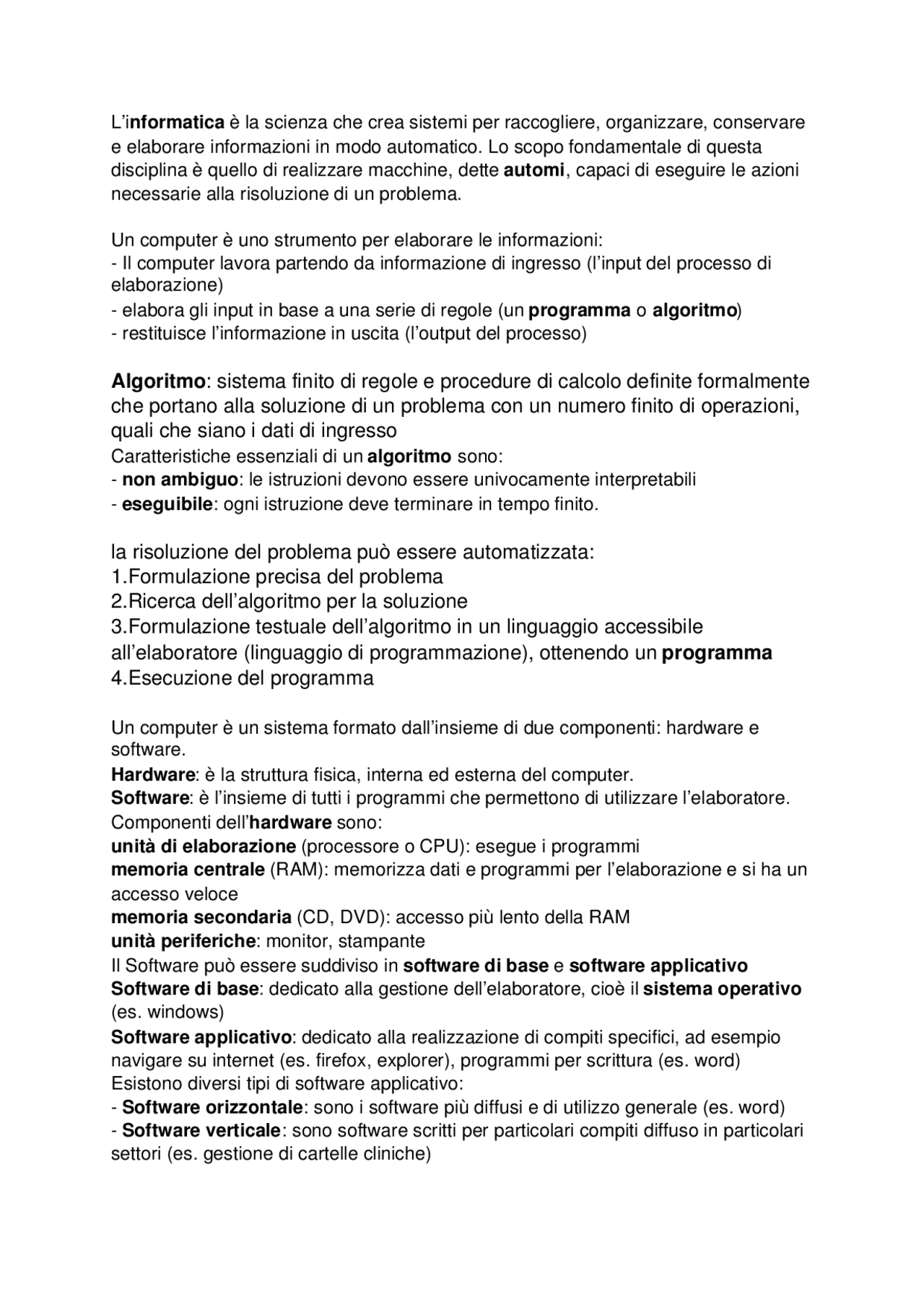 Esame Informatica Parthenope Docsity