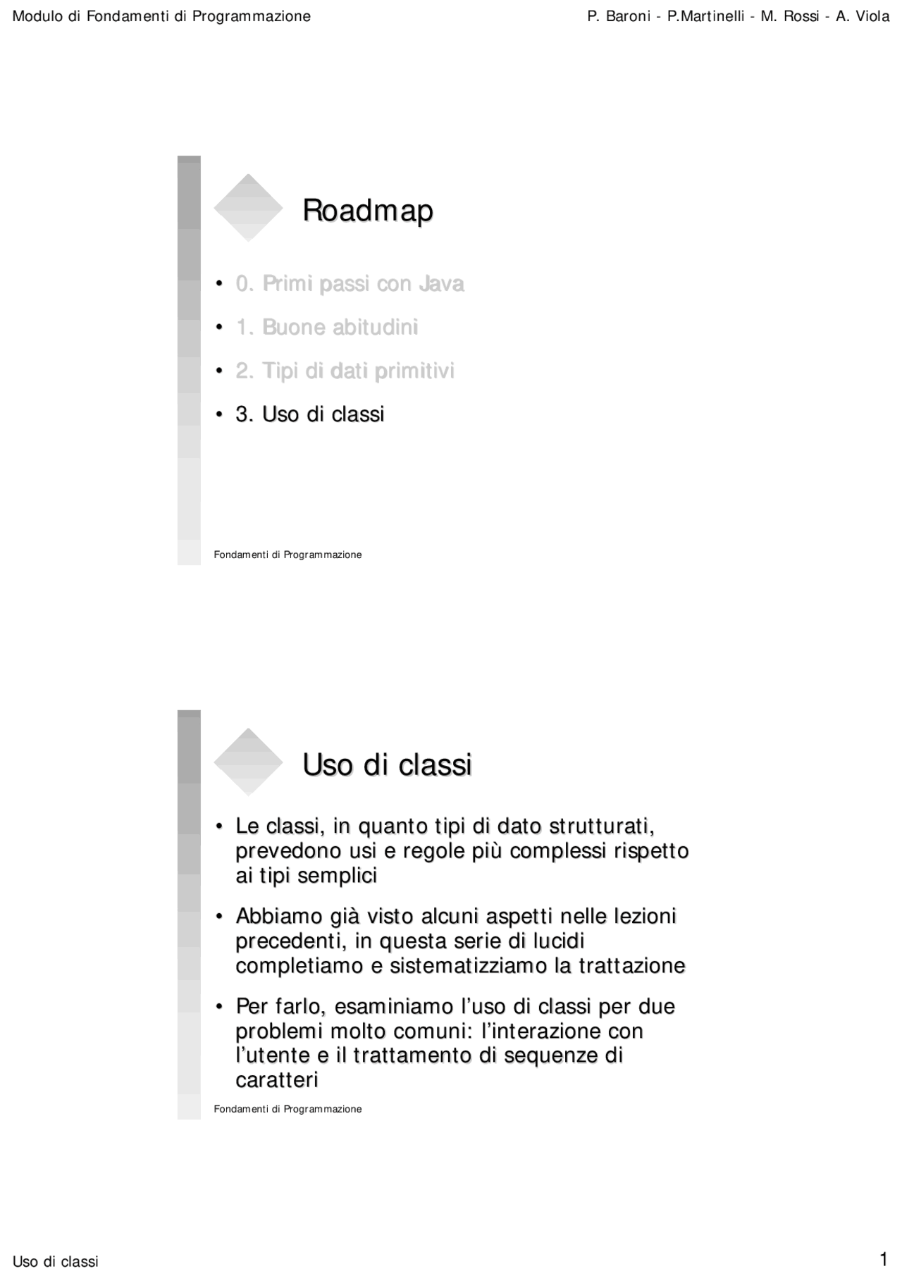 Uso Delle Classi In Java Docsity