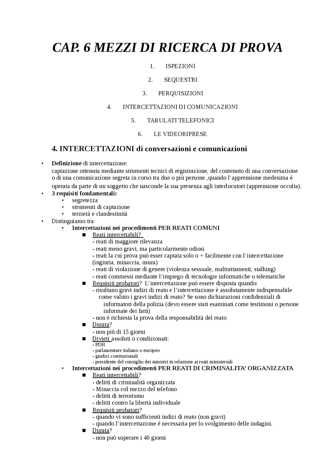 Riassunto Parte Intercettazioni Schema Libro Tonini Docsity