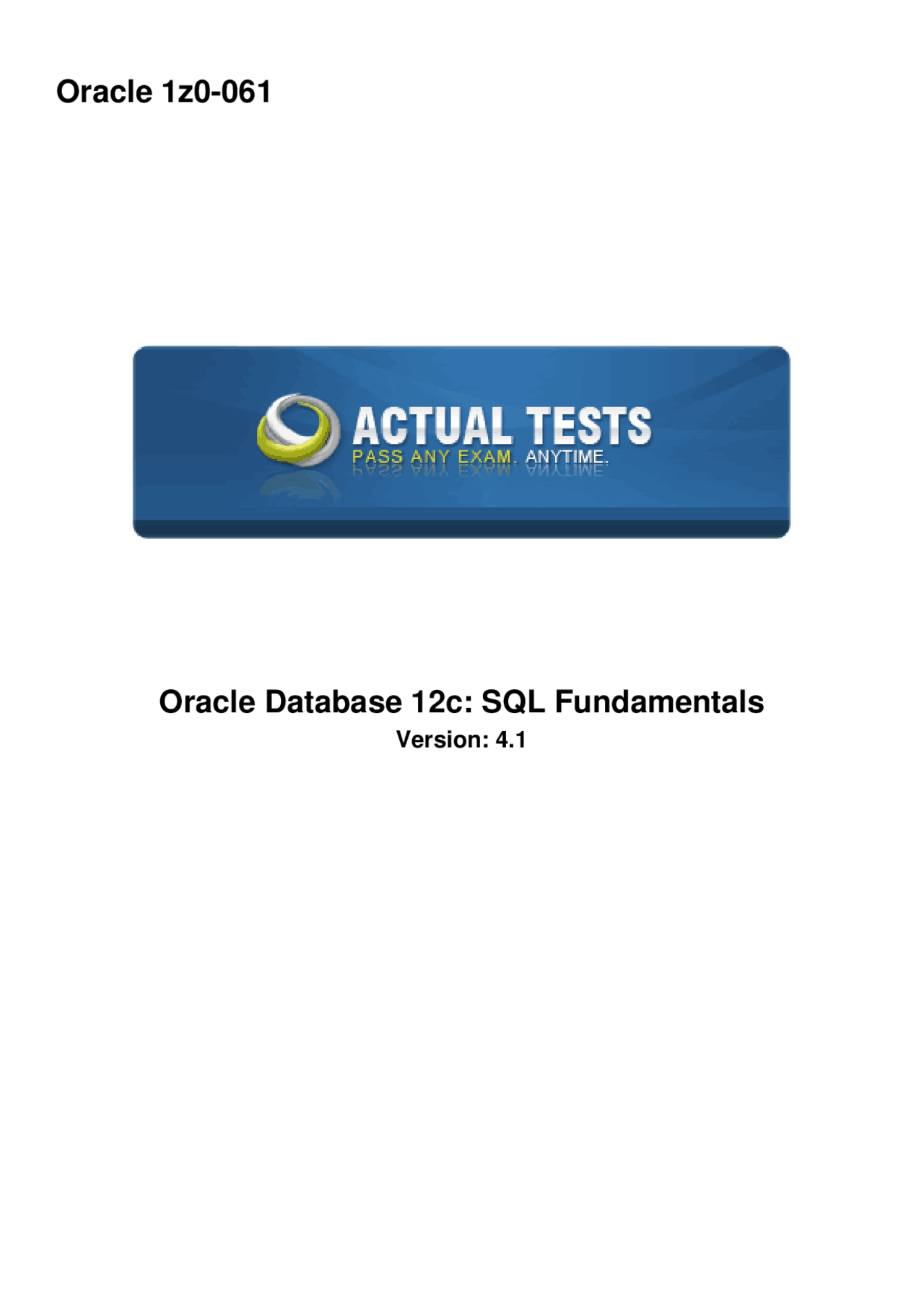 1Z0-061 Paper for oracle certification examination - Docsity